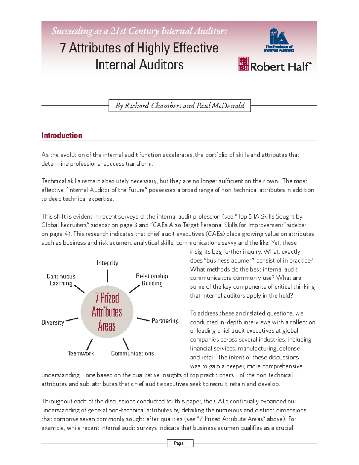 7 Attributes of Highly Effective Internal Auditors - Introduction As ...