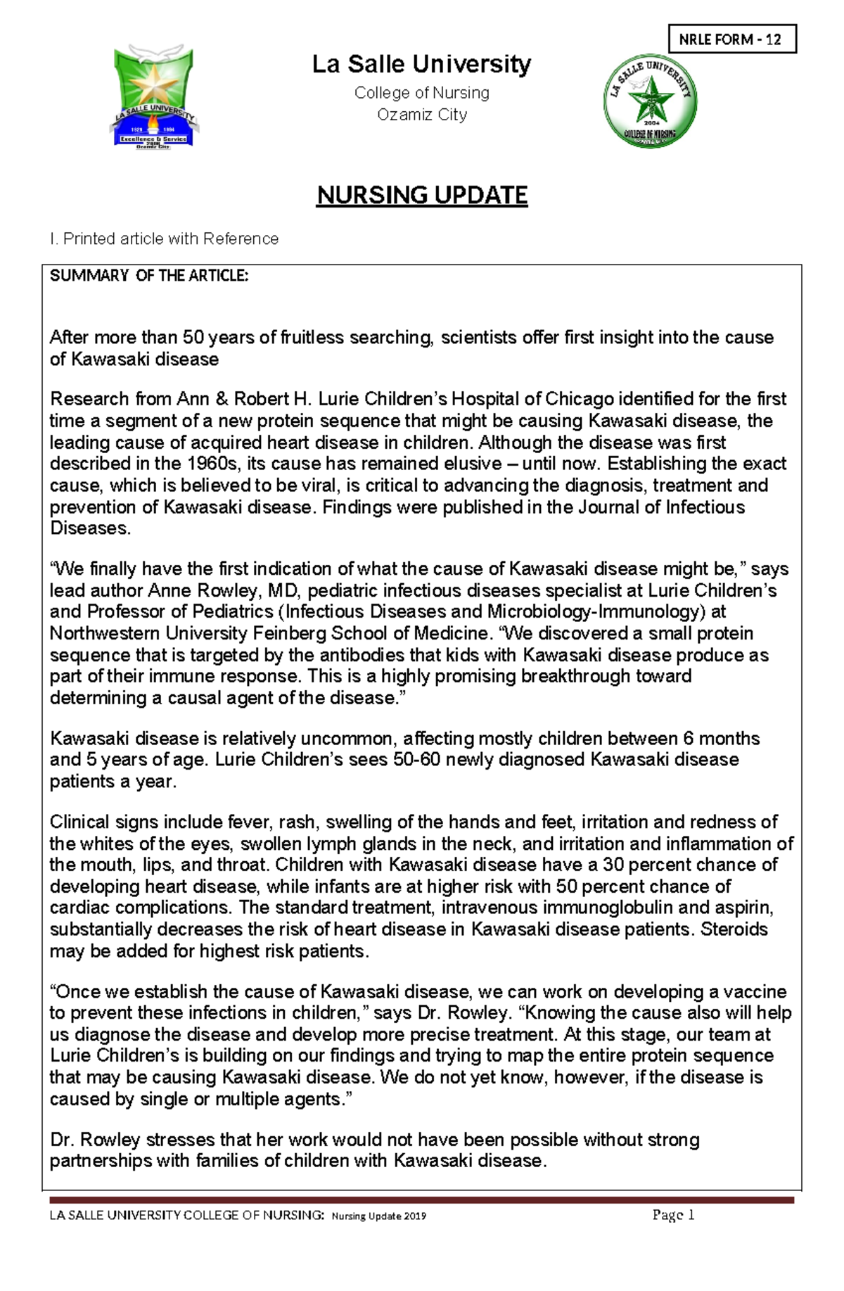 12- Nursing- Update-Pedia 2 djsi jjsjsaoosks - La Salle University ...