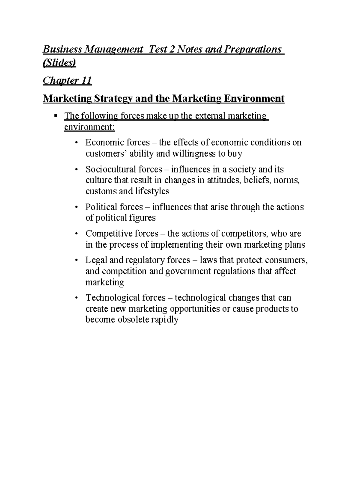 BMA test 2 preparation summary - Business Management Test 2 Notes and ...