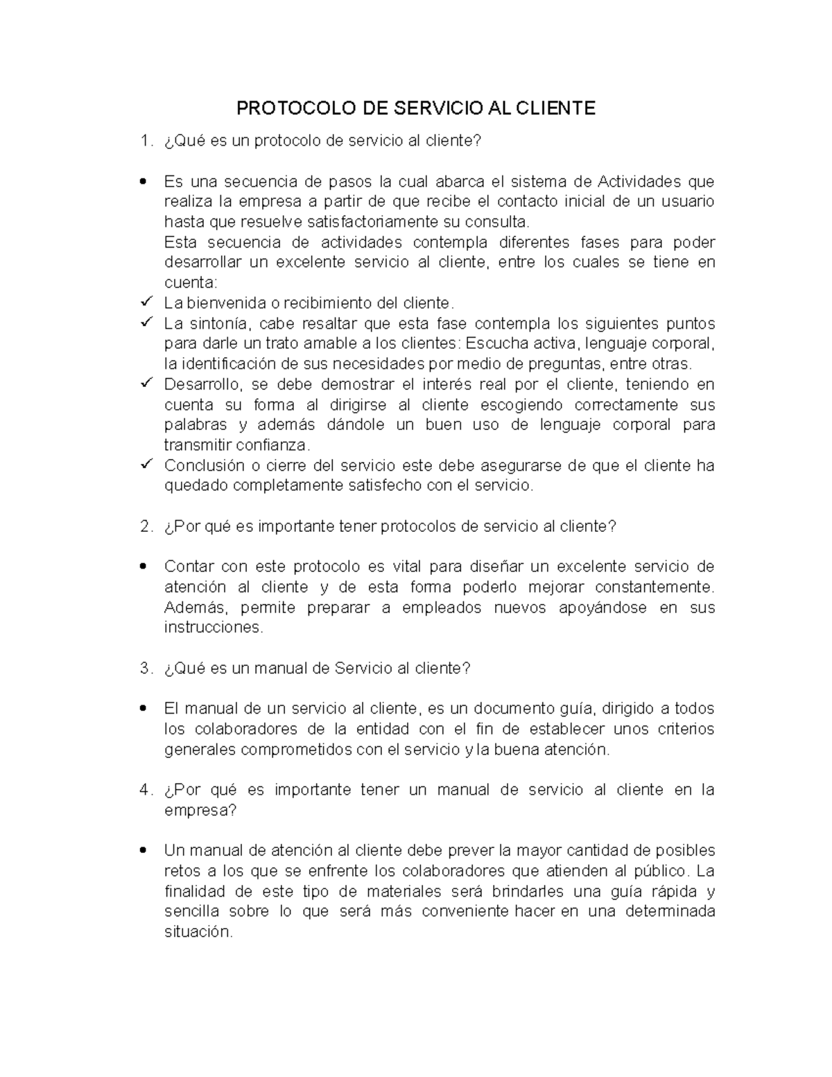 Protocolo DE Servicio AL Cliente y Manual DE Servicio AL Cliente - PROTOCOLO DE SERVICIO AL ...