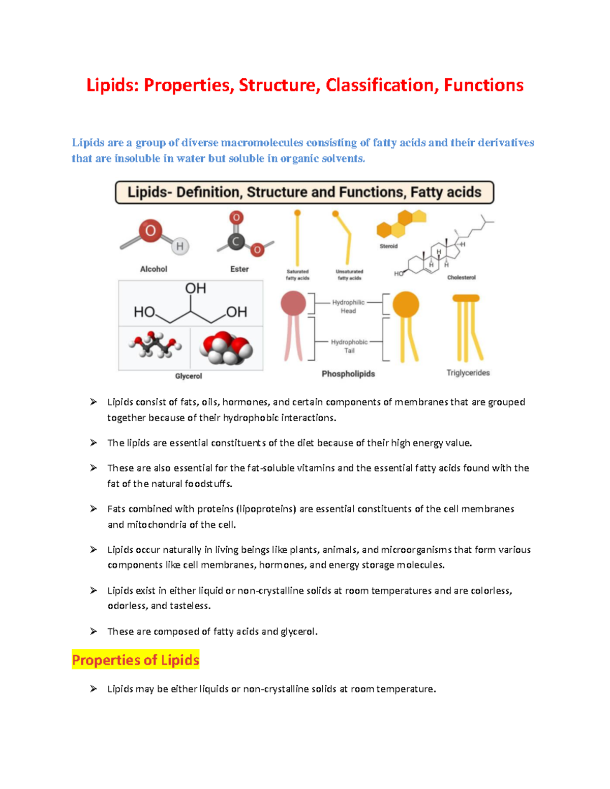 Lipids- Properties, Structure, Classification & Function - Lipids ...