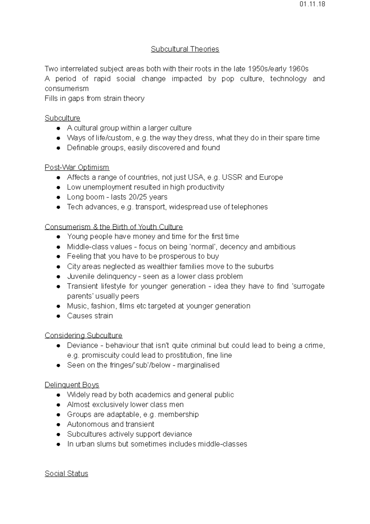 Subcultural Theories & Labelling Theory - Subcultural Theories Two ...