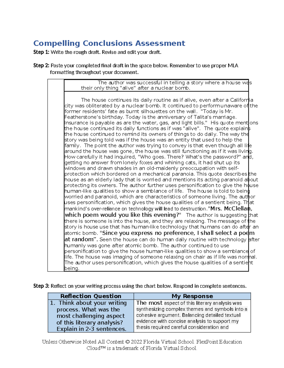 Compelling conclusions assess rubric - Compelling Conclusions ...