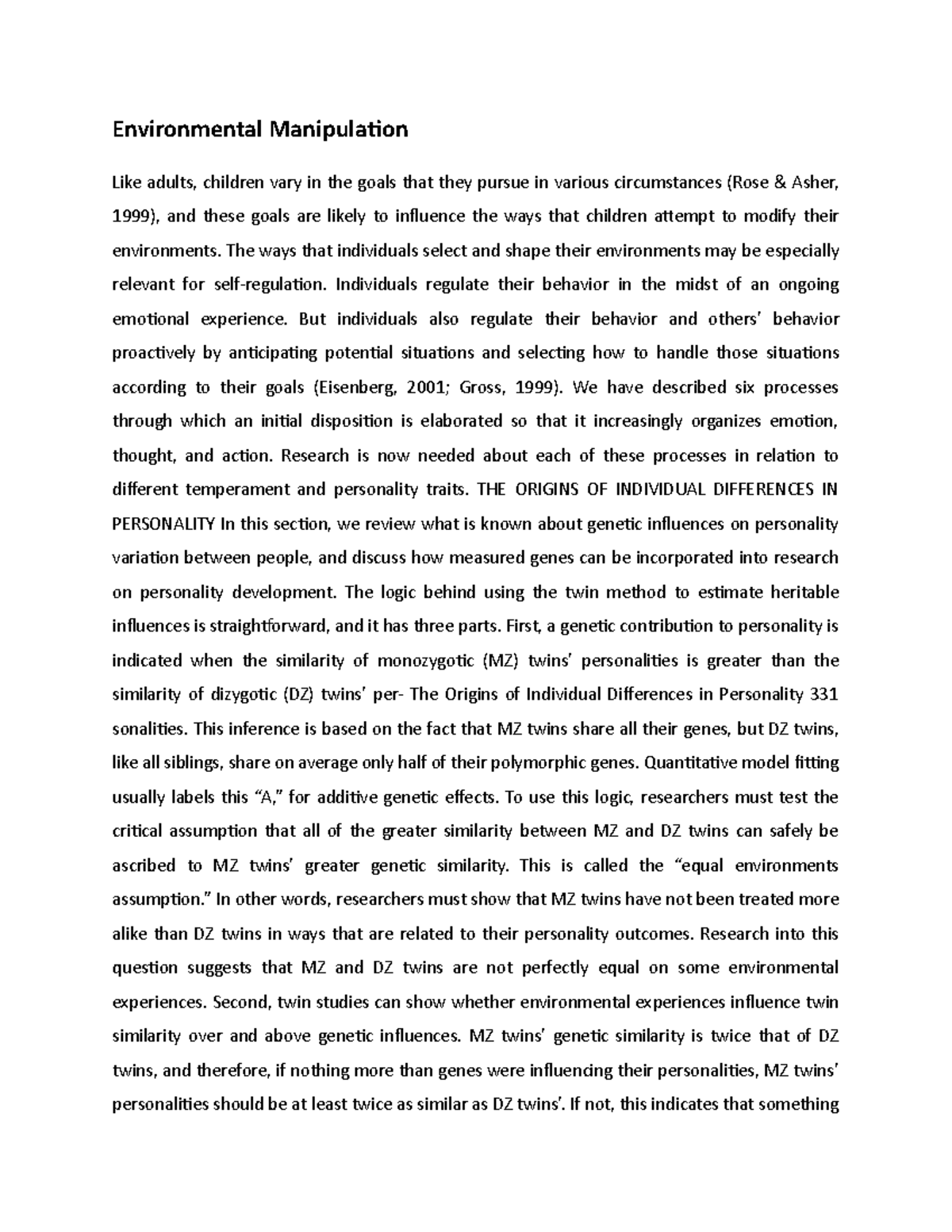 Environmental Manipulation - The ways that individuals select and shape ...