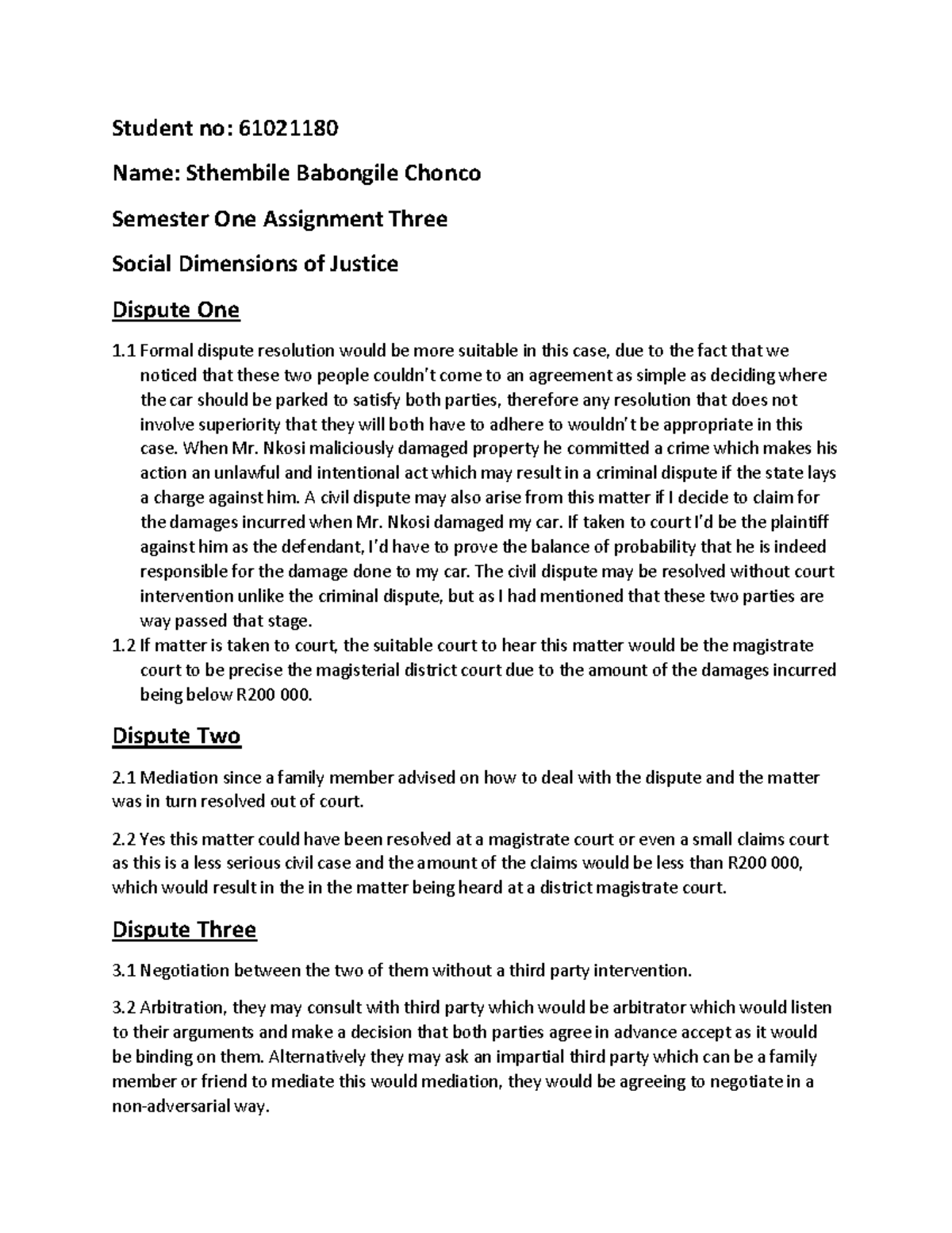 Ass 3 sjd - Assignment 3 - Warning: TT: undefined function: 32 Student no: 61021180 Name ...