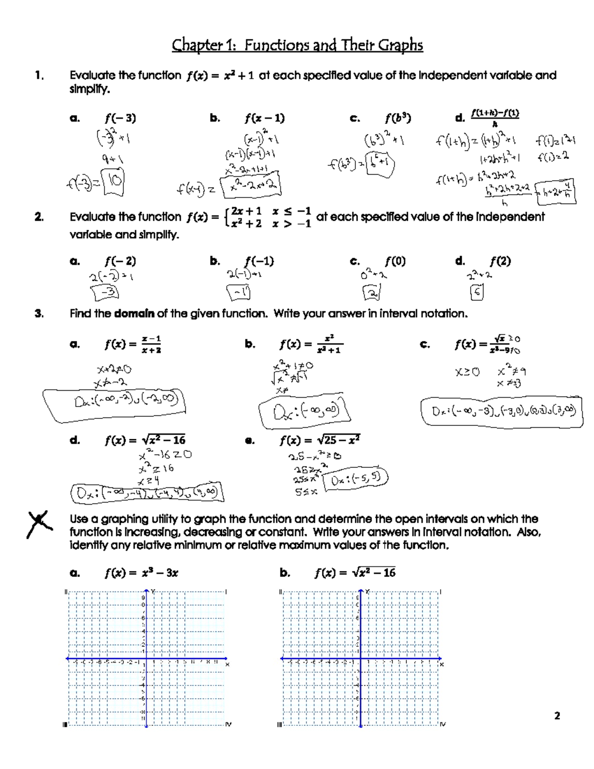 Kami Export - Midterm Review Open Response Packet (Units 1-3) - Chapter 1: Functions and Their ...