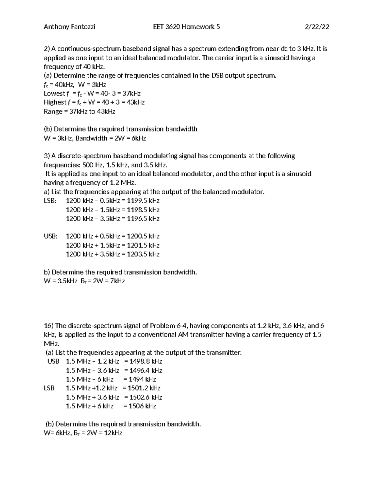 Fantozzi 3620 Homework 5 - Anthony Fantozzi EET 3620 Homework 5 2/22/ 2 ...