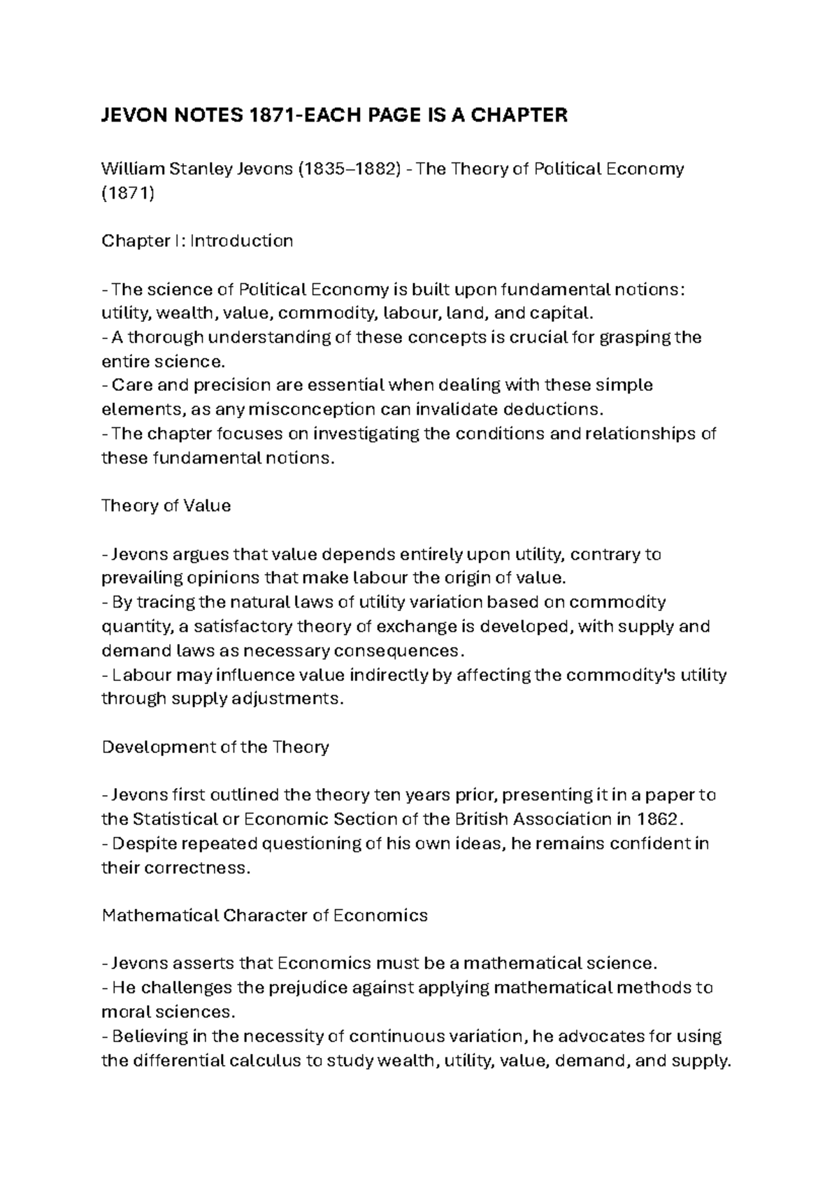 Jevon Notes 1871 - JEVON NOTES 1871 - EACH PAGE IS A CHAPTER William ...