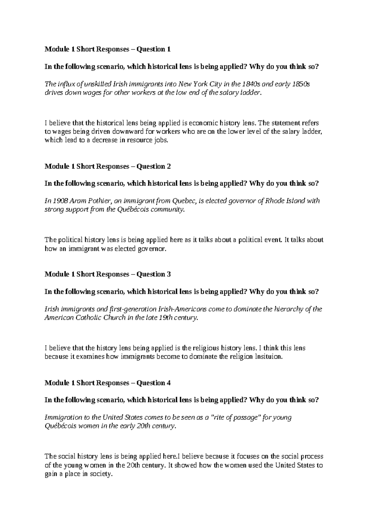 Module 1 Short Responses - Module 1 Short Responses – Question 1 In the ...