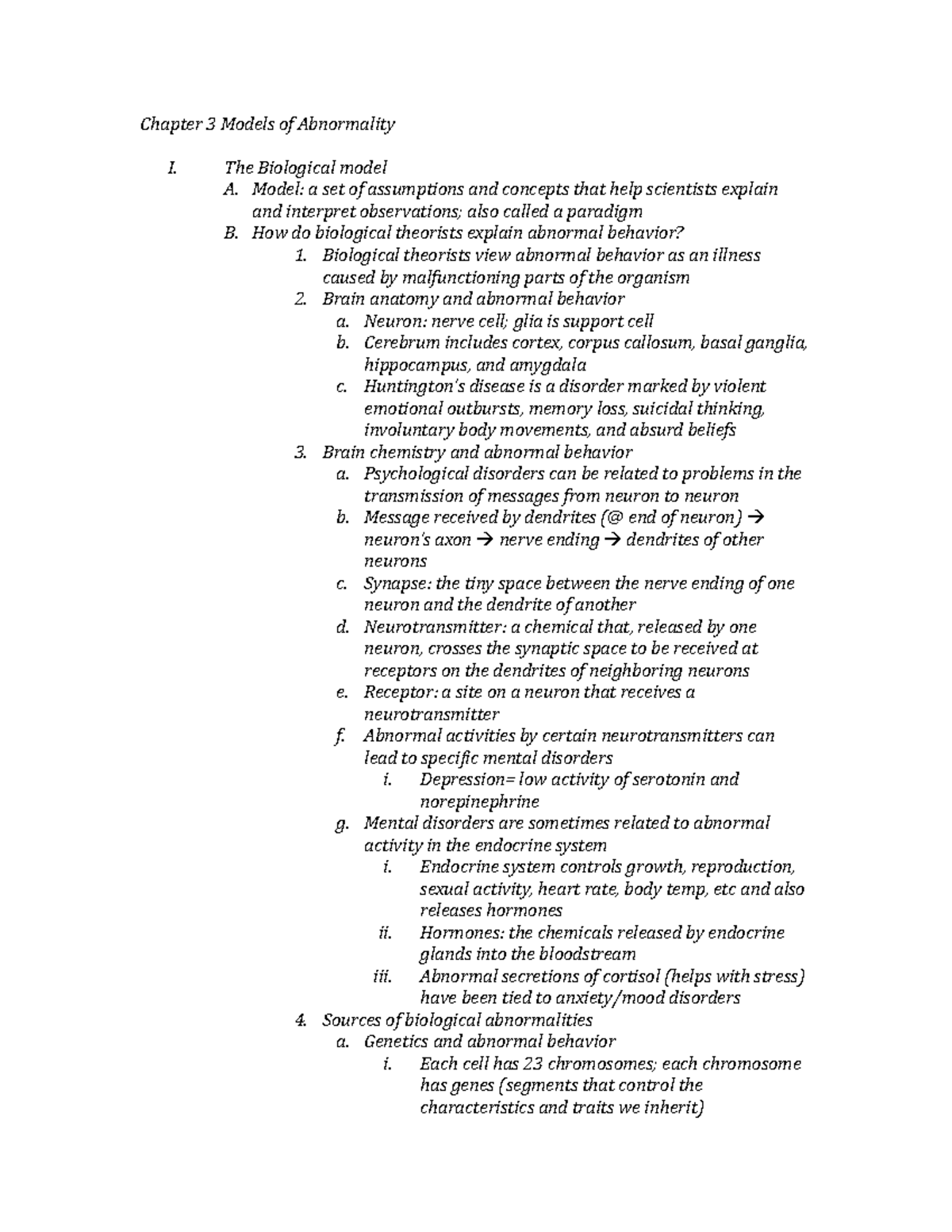 Chapter 3 - Summary Abnormal Psychology - Chapter 3 Models of ...