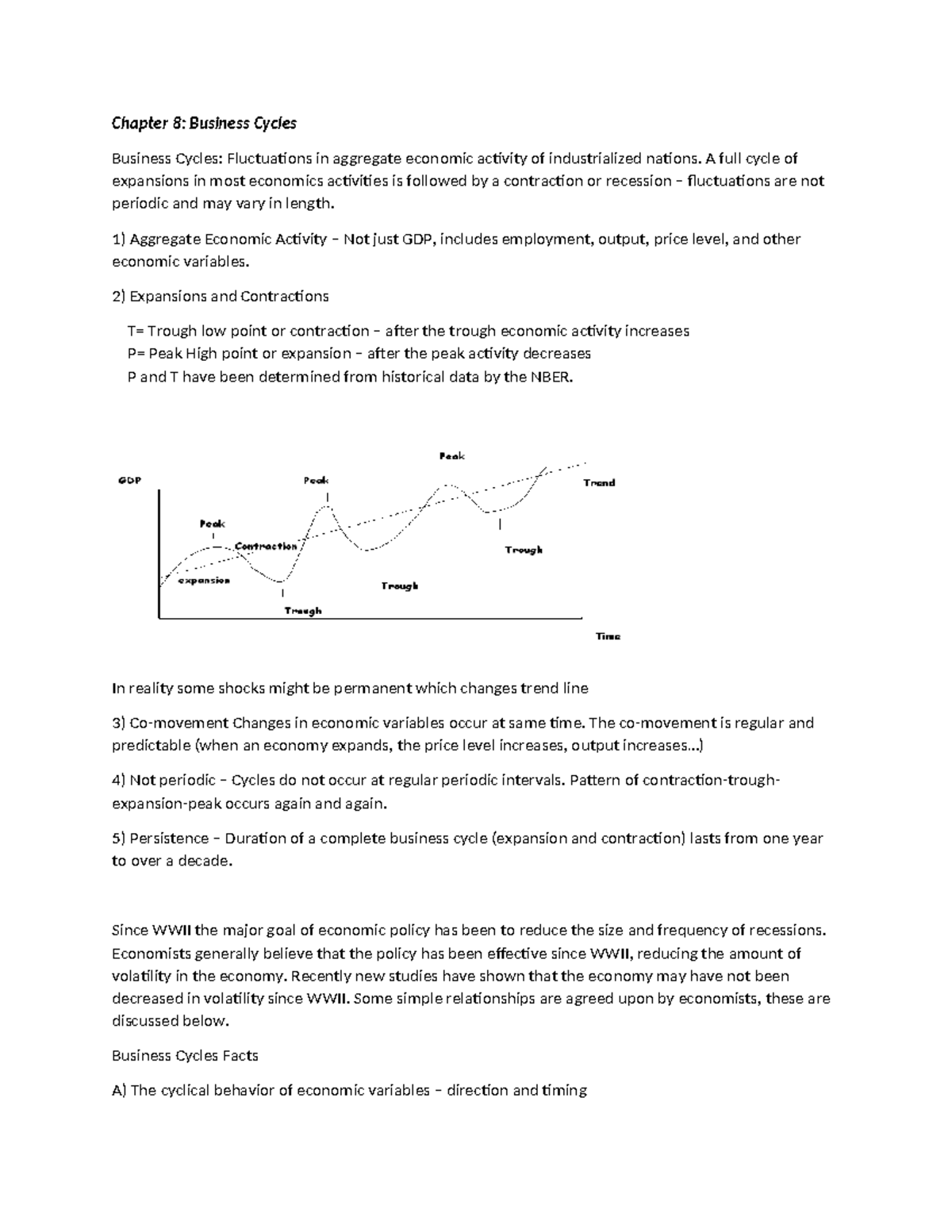 Chapter 8 notes - Chapter 8: Business Cycles Business Cycles ...