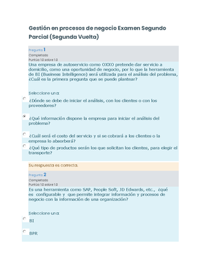 Gestión en procesos de negocio Examen Cuarto Parcial - Gestión en procesos de negocio Examen ...