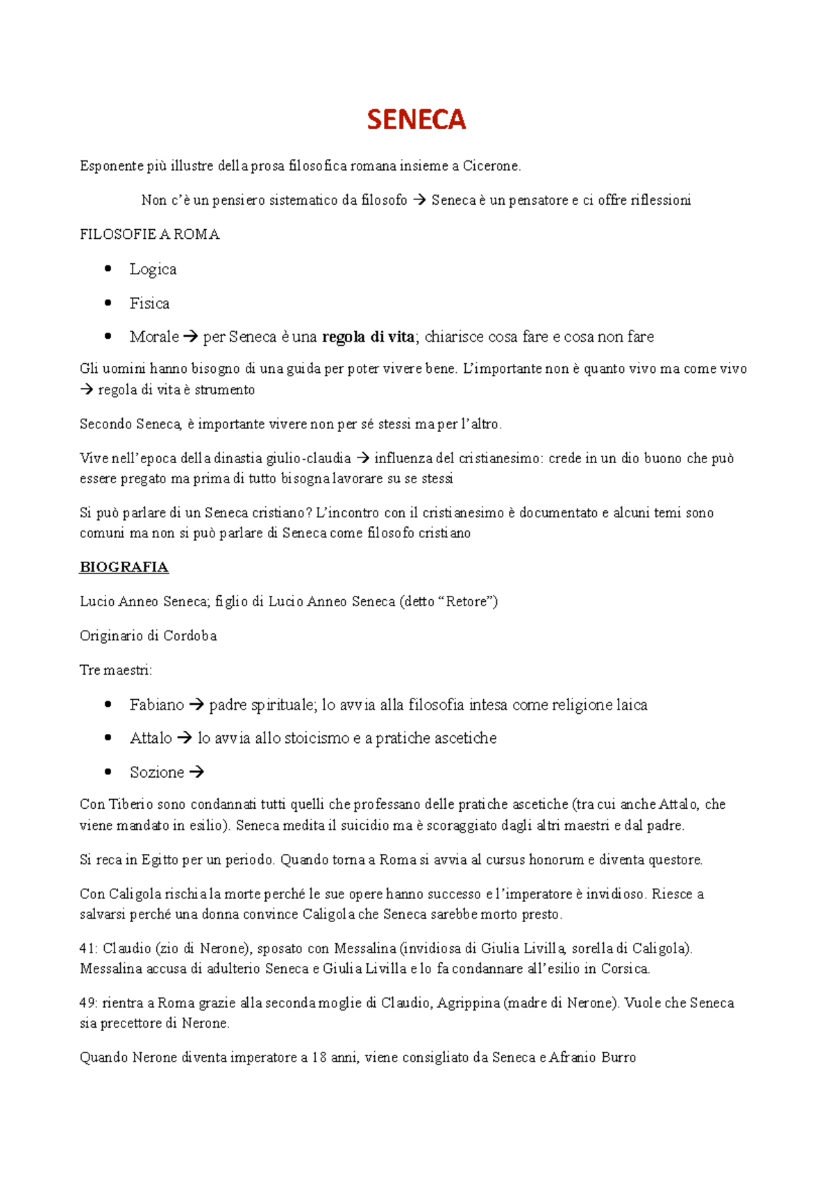 Seneca - SENECA Esponente più illustre della prosa filosofica romana insieme a Cicerone. Non c’è ...