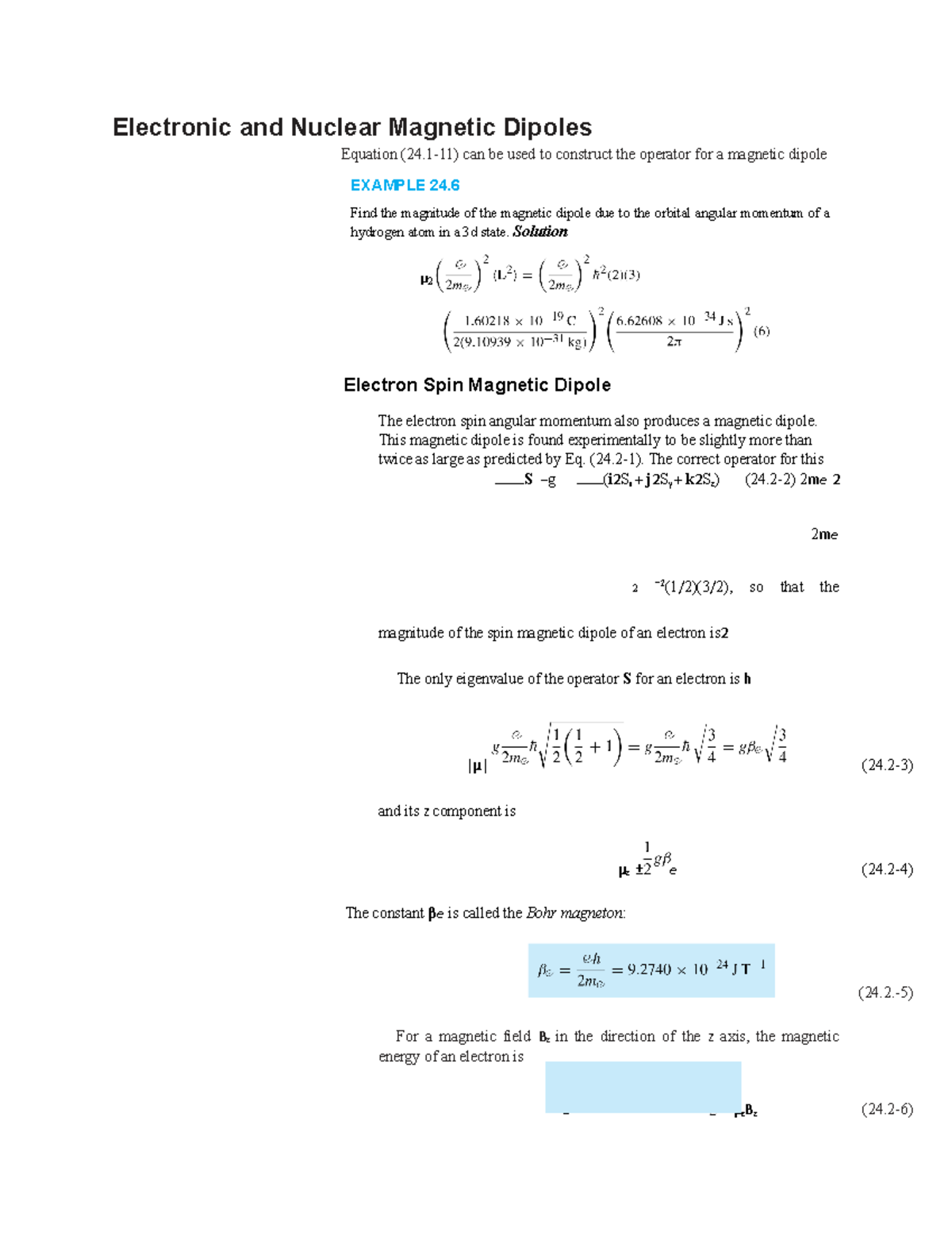 Electronic and Nuclear Magnetic Dipoles - Electronic and Nuclear ...