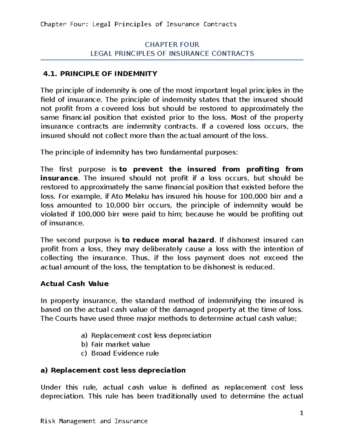 Risk Management And Insurance Chapter 4 1 CHAPTER FOUR LEGAL risk-management-and-insurance-chapter-4-1-chapter-four-legal