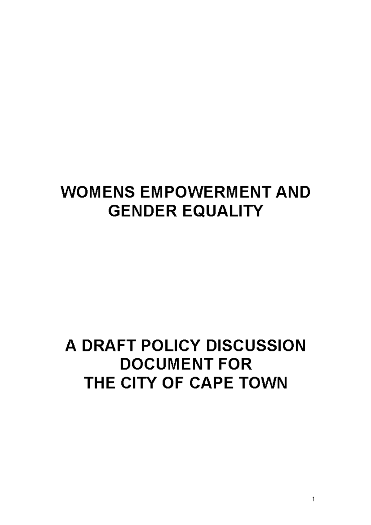 Draft gender policy updated july04 - WOMENS EMPOWERMENT AND GENDER ...