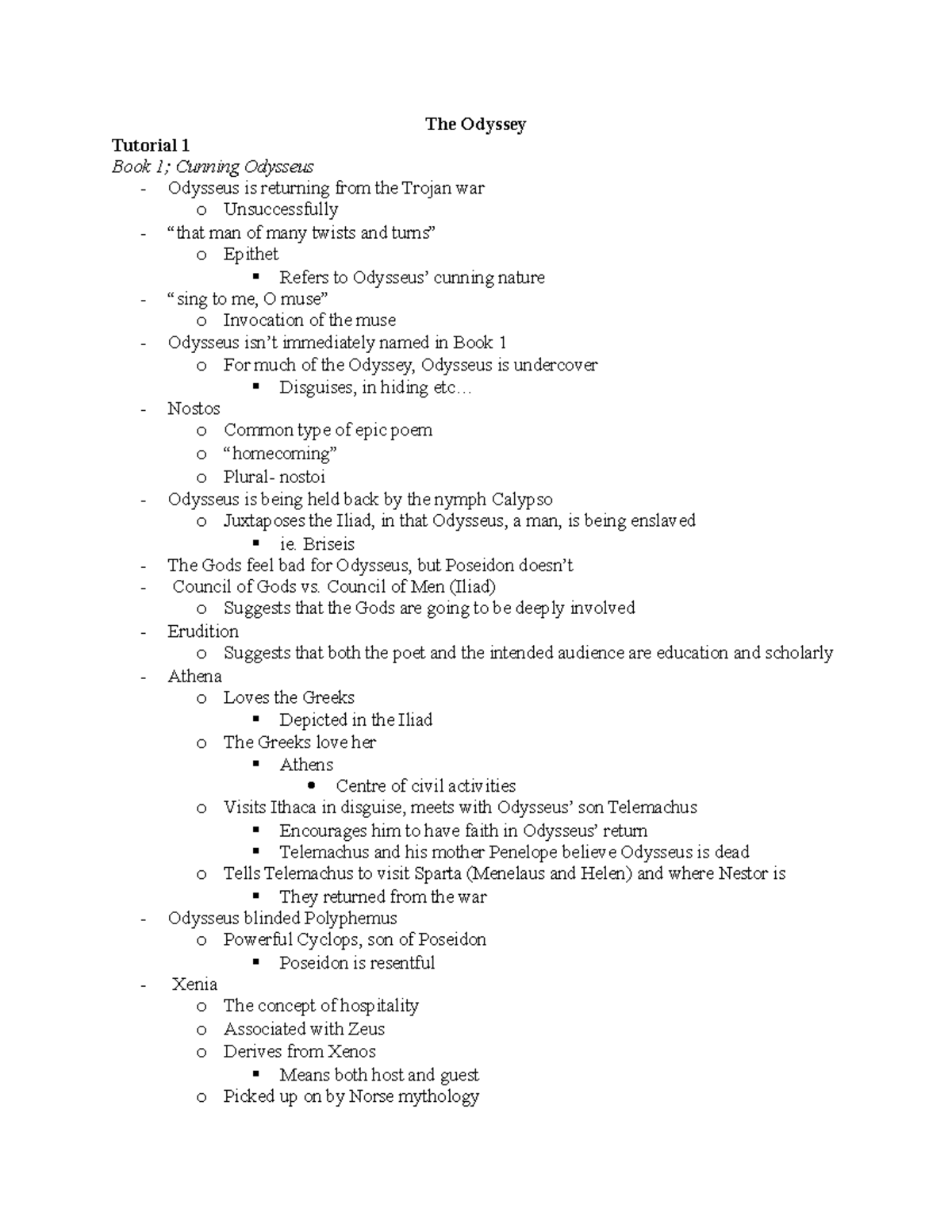The Odyssey - The Odyssey Tutorial 1 Book 1; Cunning Odysseus Odysseus ...