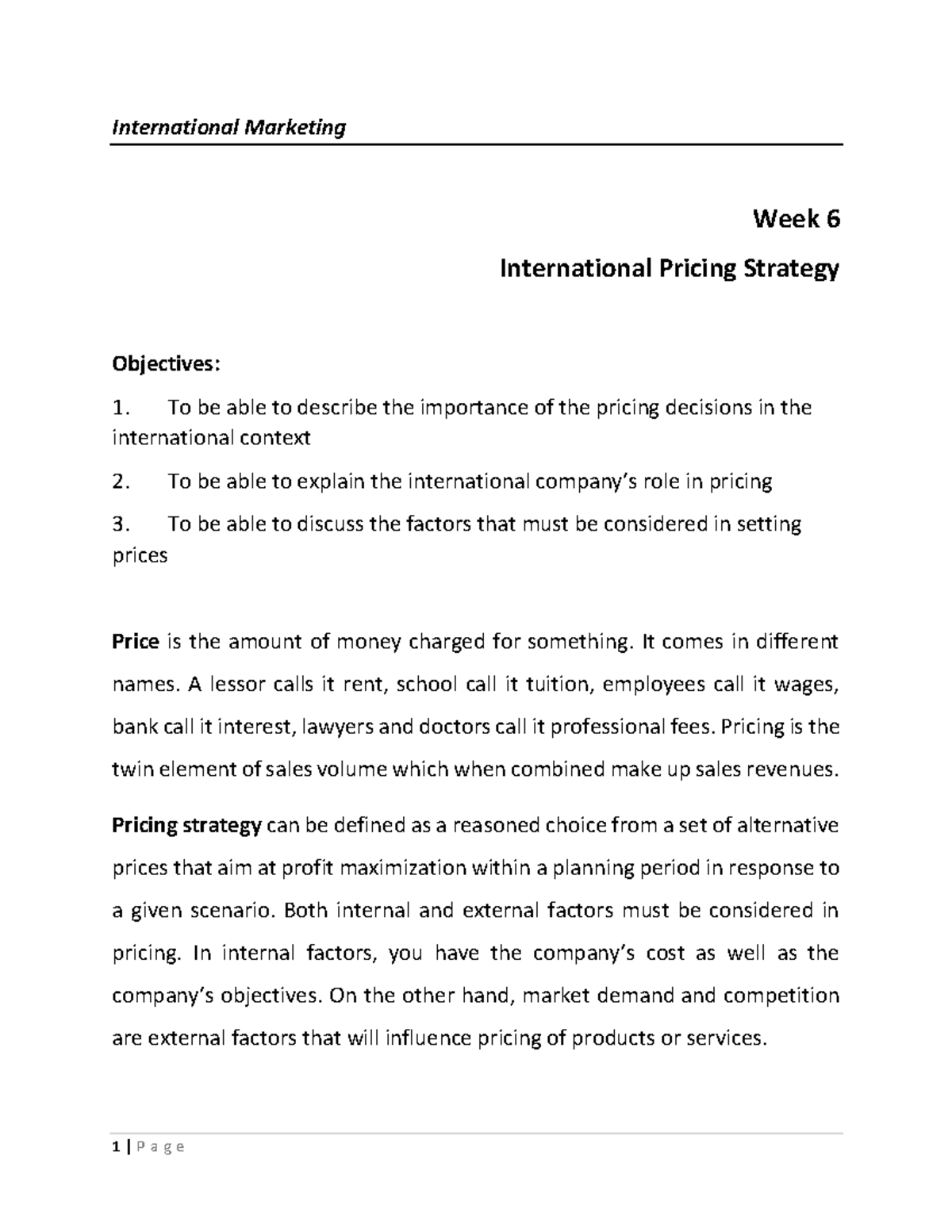 006 International Product Pricing Policy - International Marketing Week ...