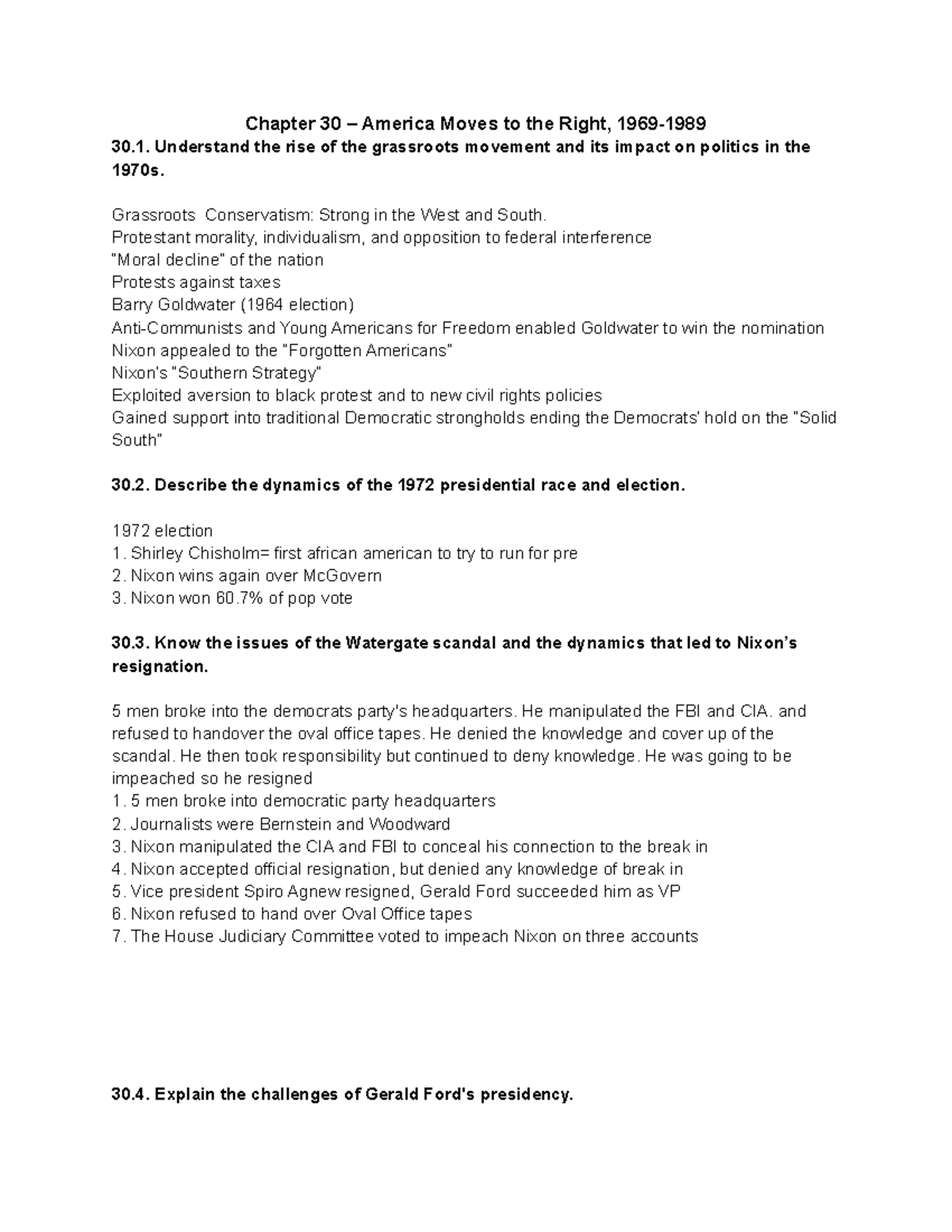 CH 30 Learning Objectives - Chapter 30 – America Moves to the Right ...