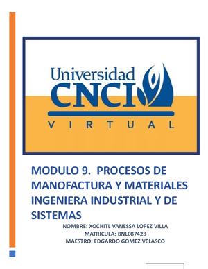 Proyecto Modular Procesos de manufactura y materiales - Procesos de manufactura y materiales ...