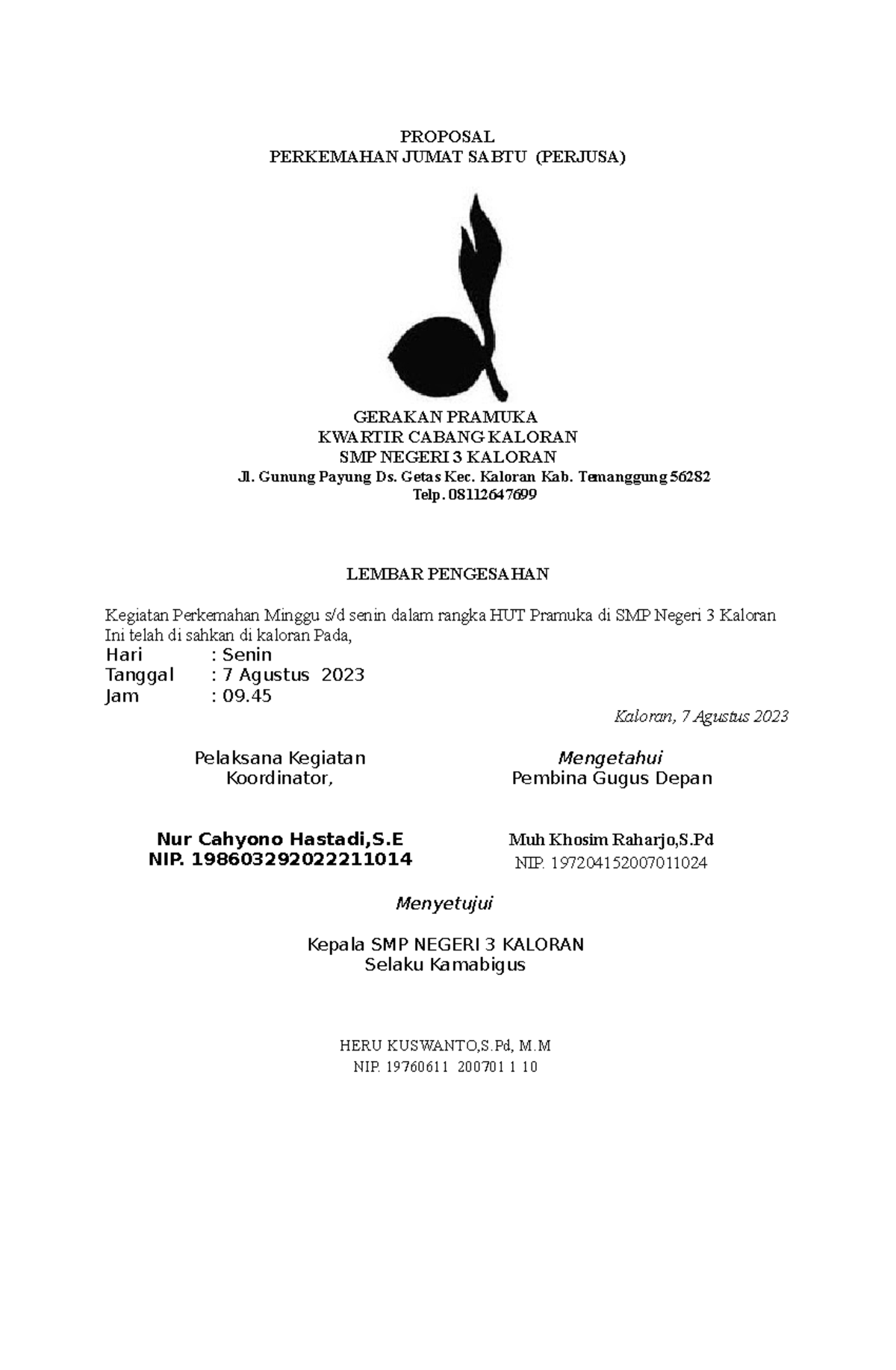 Proposal pramuka - NNNN GGGGGGGG F - PROPOSAL PERKEMAHAN JUMAT SABTU ...