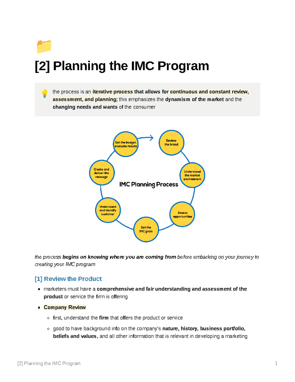 2 Planning the IMC Program - 📁 [2] Planning the IMC Program 💡 the ...