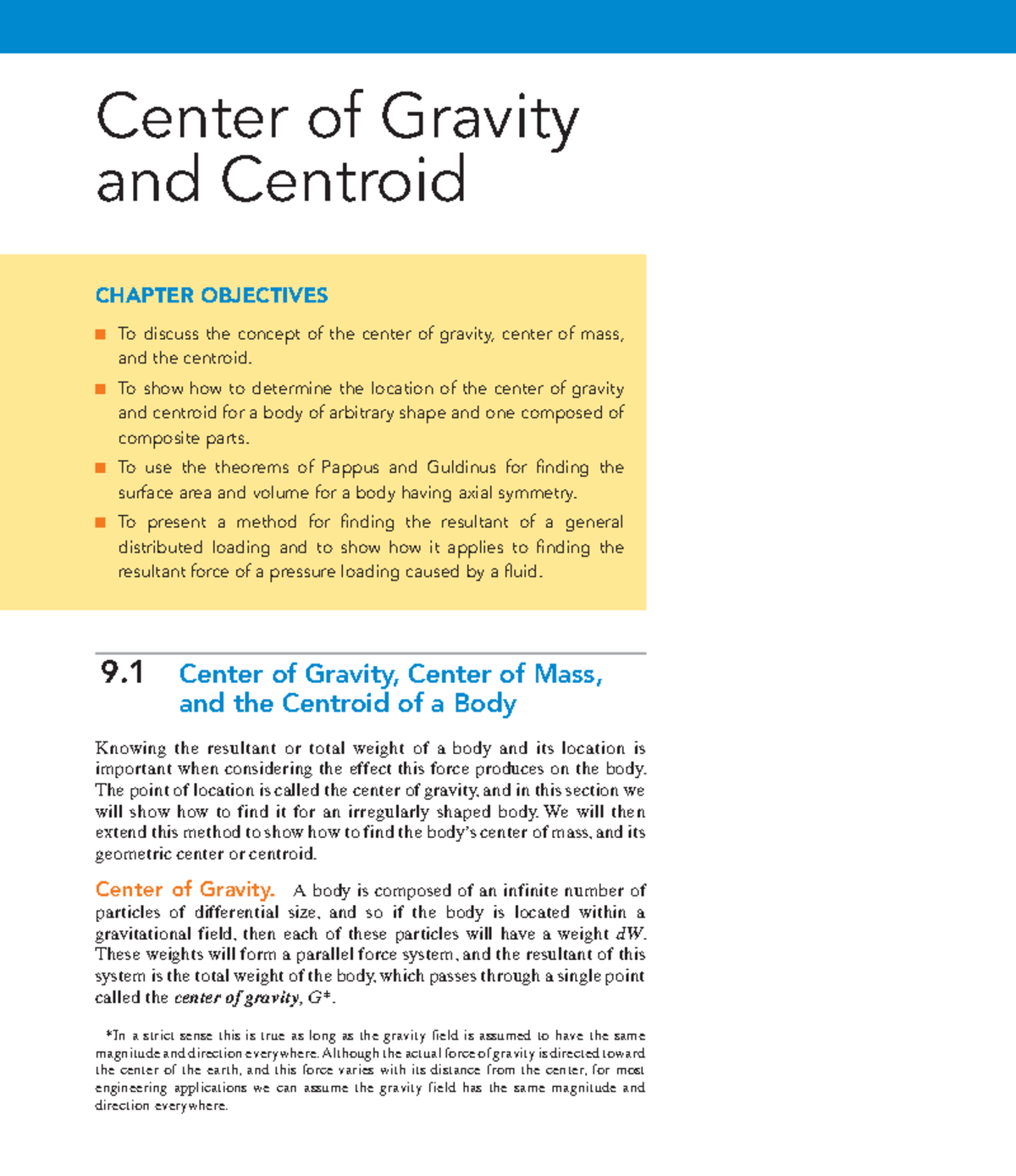 Centroids Statics 14E Hibbeler - 9 Center of Gravity, Center of Mass, and the Centroid of a Body ...