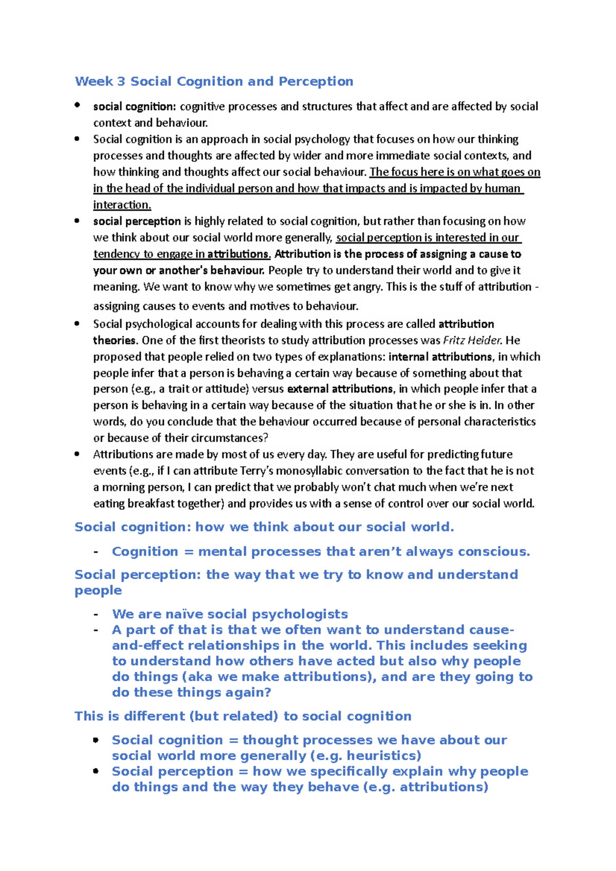 Week 3 Social Cognition and Perception - Week 3 Social Cognition and ...