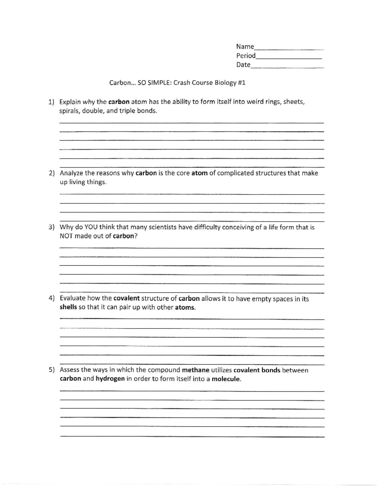 Crash Course Carbon #1 - Grade: 8.5 bo - BP 723 - Studocu