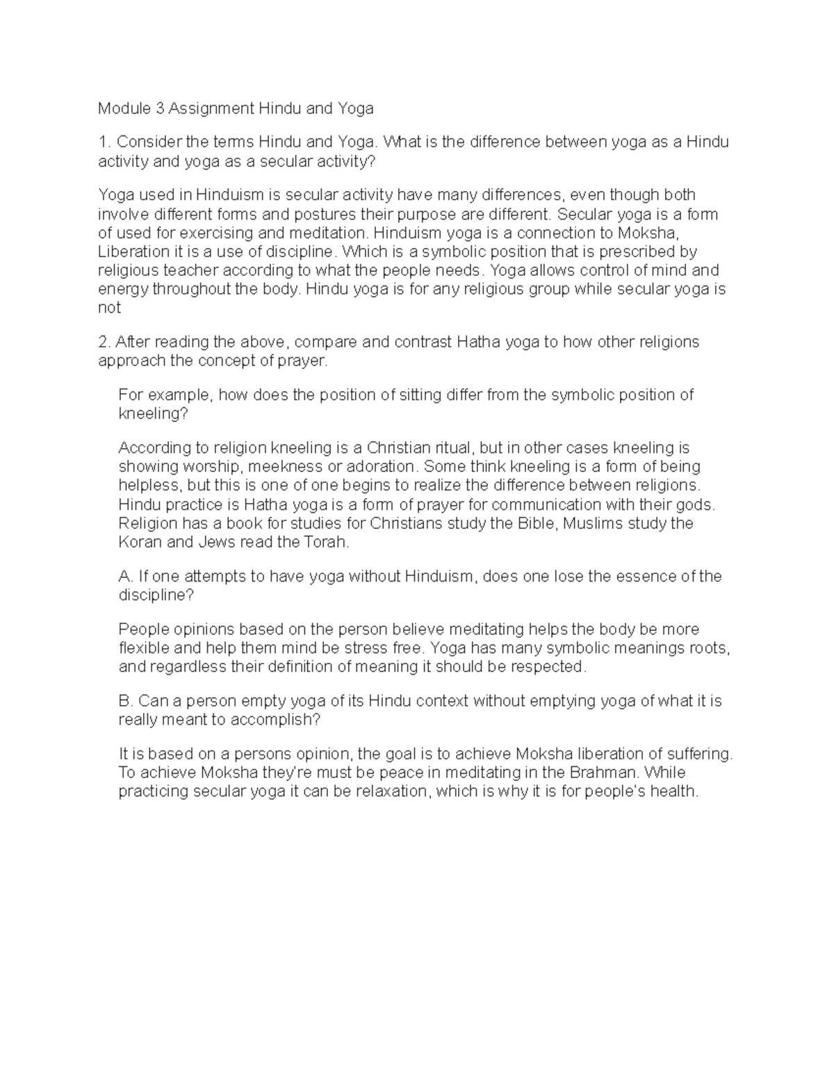 Module 3 Assignment Hindu and Yoga - What is the difference between ...