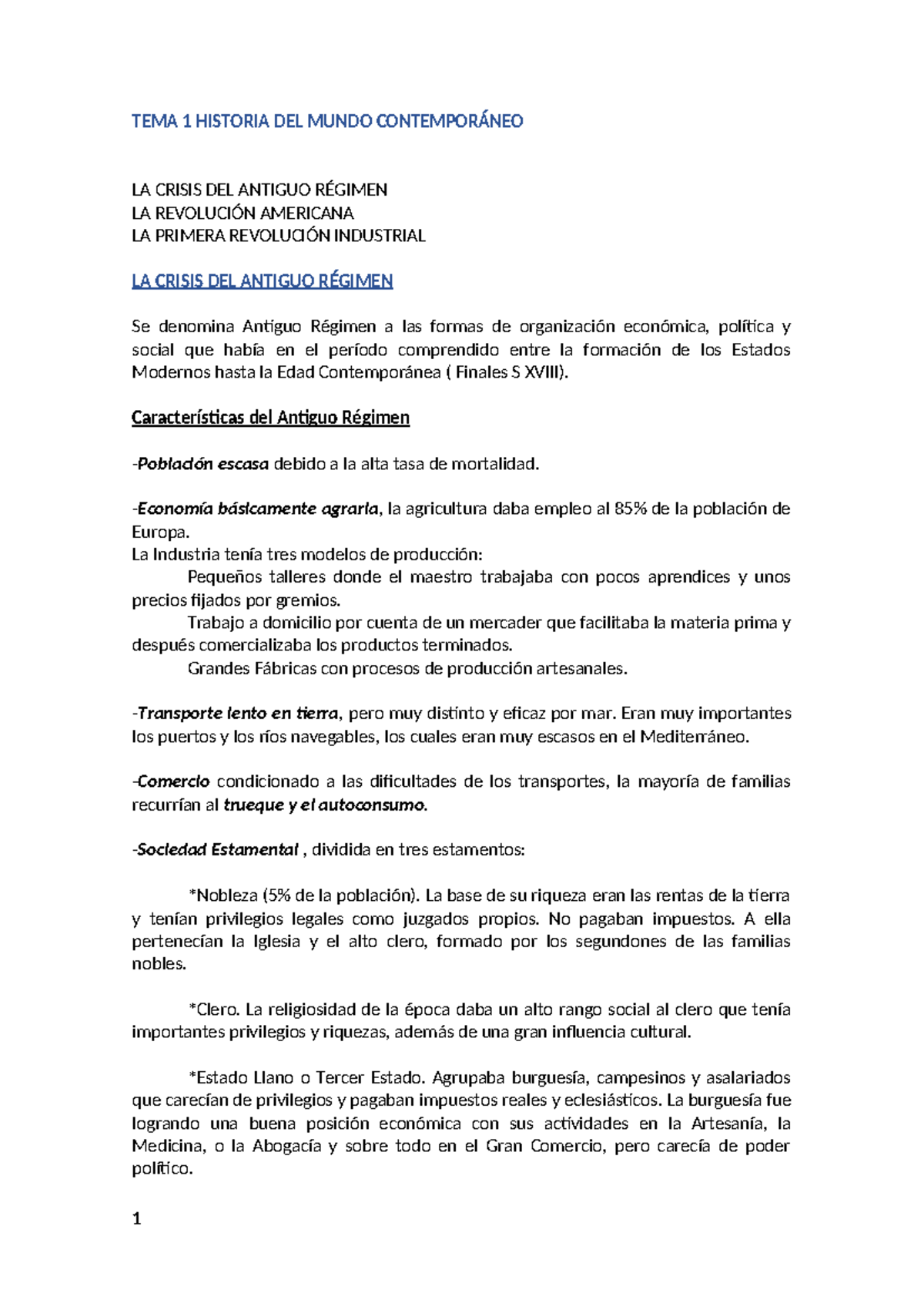 TEMA 1 Historia DEL Mundo ContemporáNEO - TEMA 1 HISTORIA DEL MUNDO ...