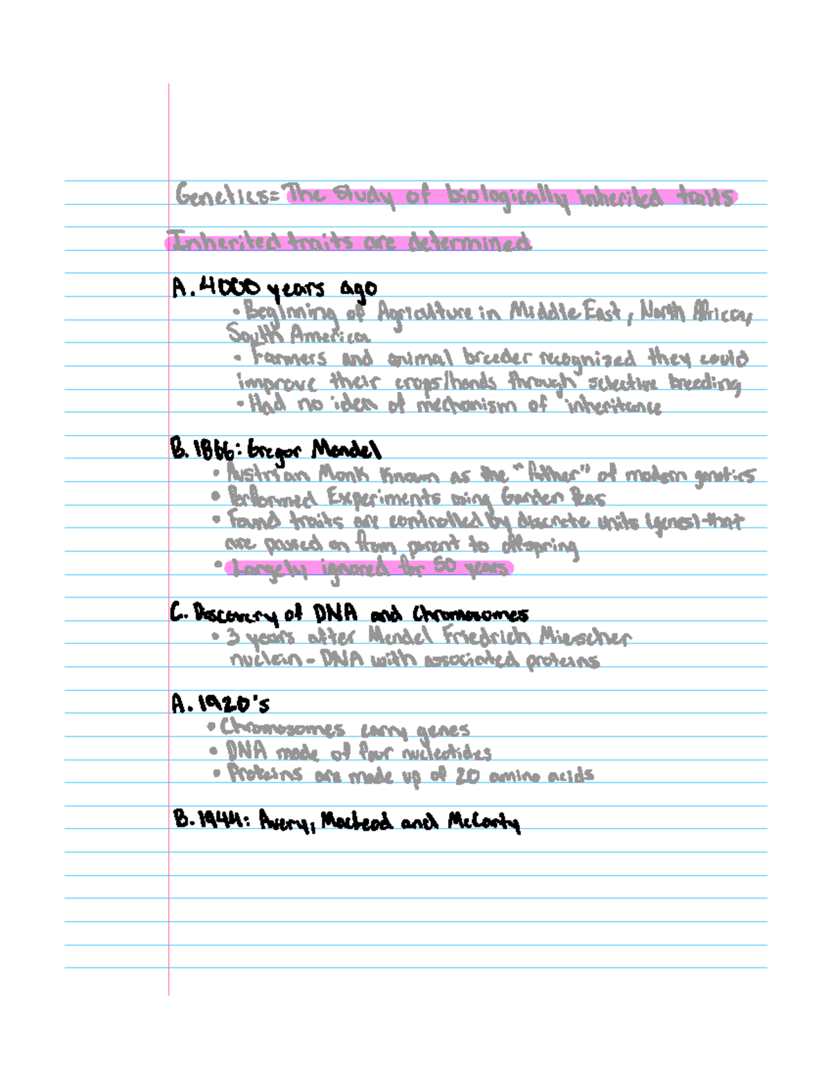 History of Genetics - Genetics The study of biologicallyinherited ...