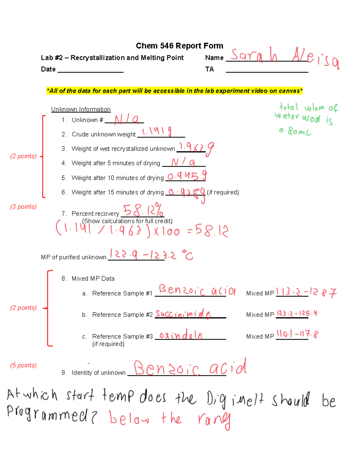 CHEM+546+Virtual+Lab%233-+Recrystallization+and+Mixed+MP-+Experimental+Report+ - Chem 546 Report ...