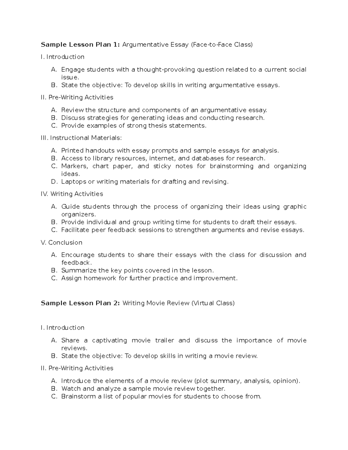Principles OF Materials Development Asessment - Sample Lesson Plan 1 ...