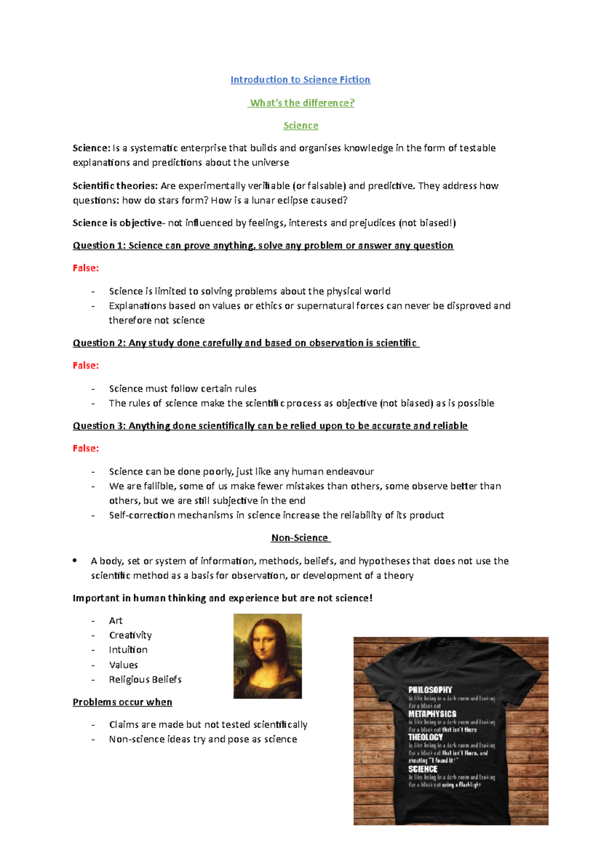 Topic 1- Introduction to Science Fiction - ONPS2495 - StuDocu