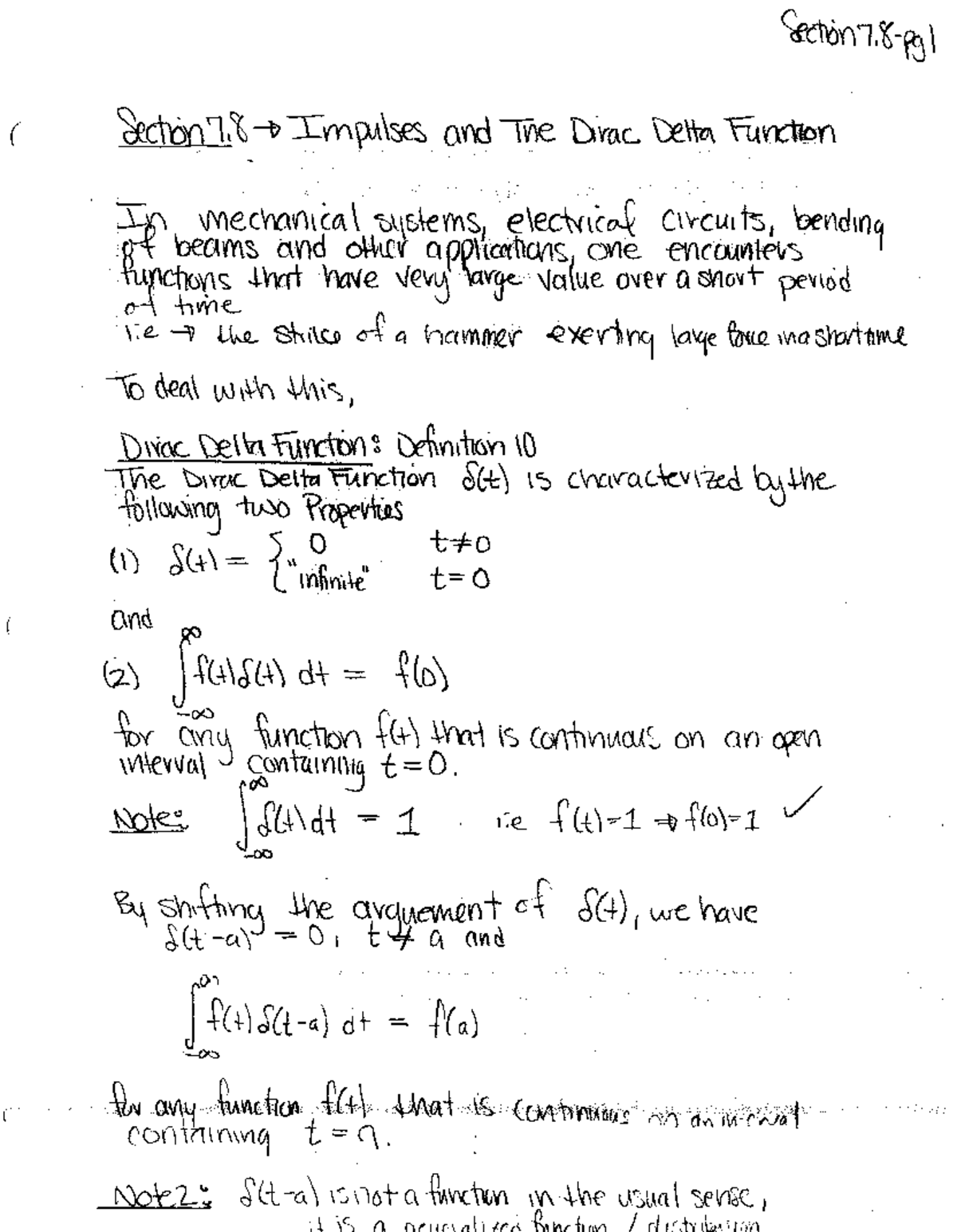 M274 2013-2014 Lecture Notes 28 - Impulses and the Dirac Delta Function ...