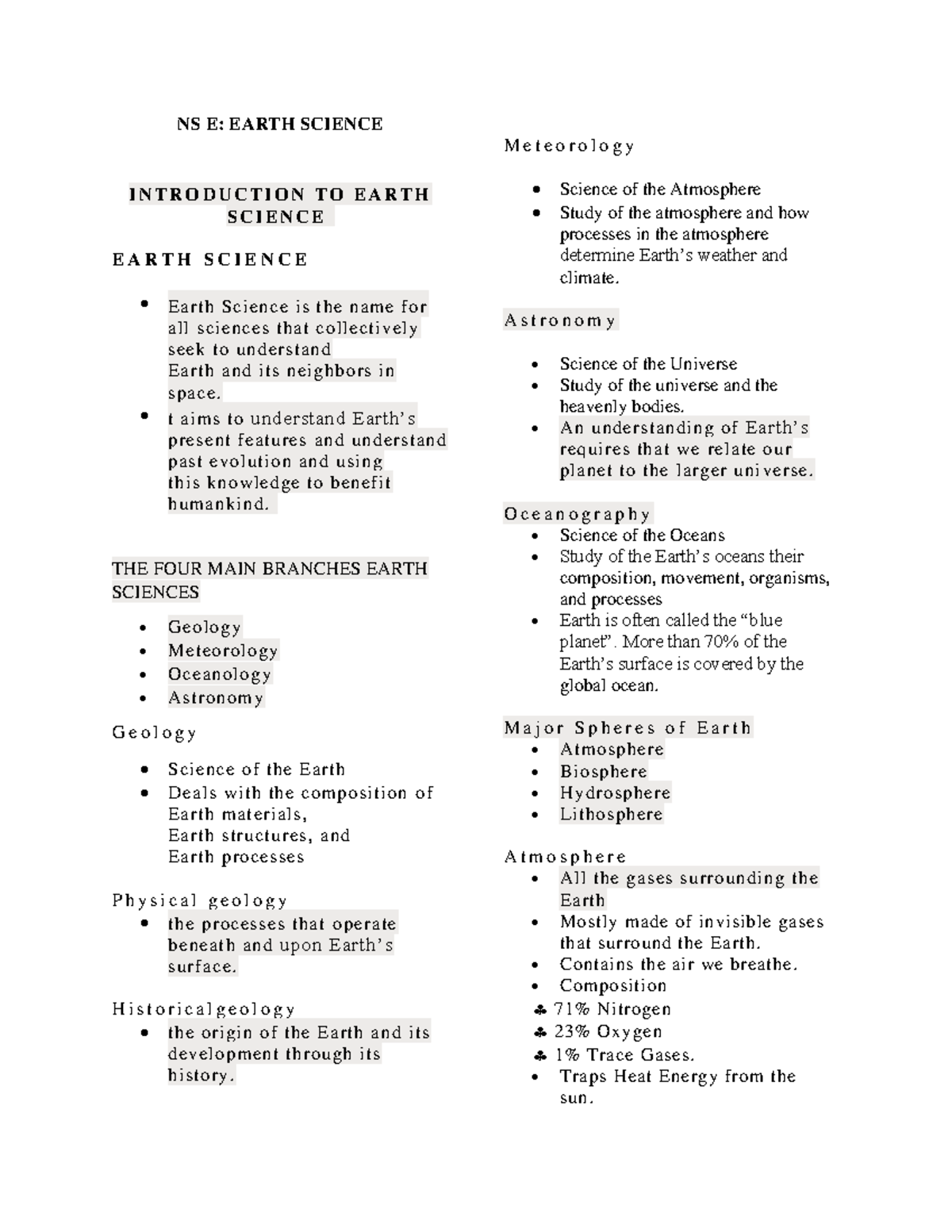 NSE Earth Science Reviewer 085359 - NS E: EARTH SCIENCE I N T R O D U C ...