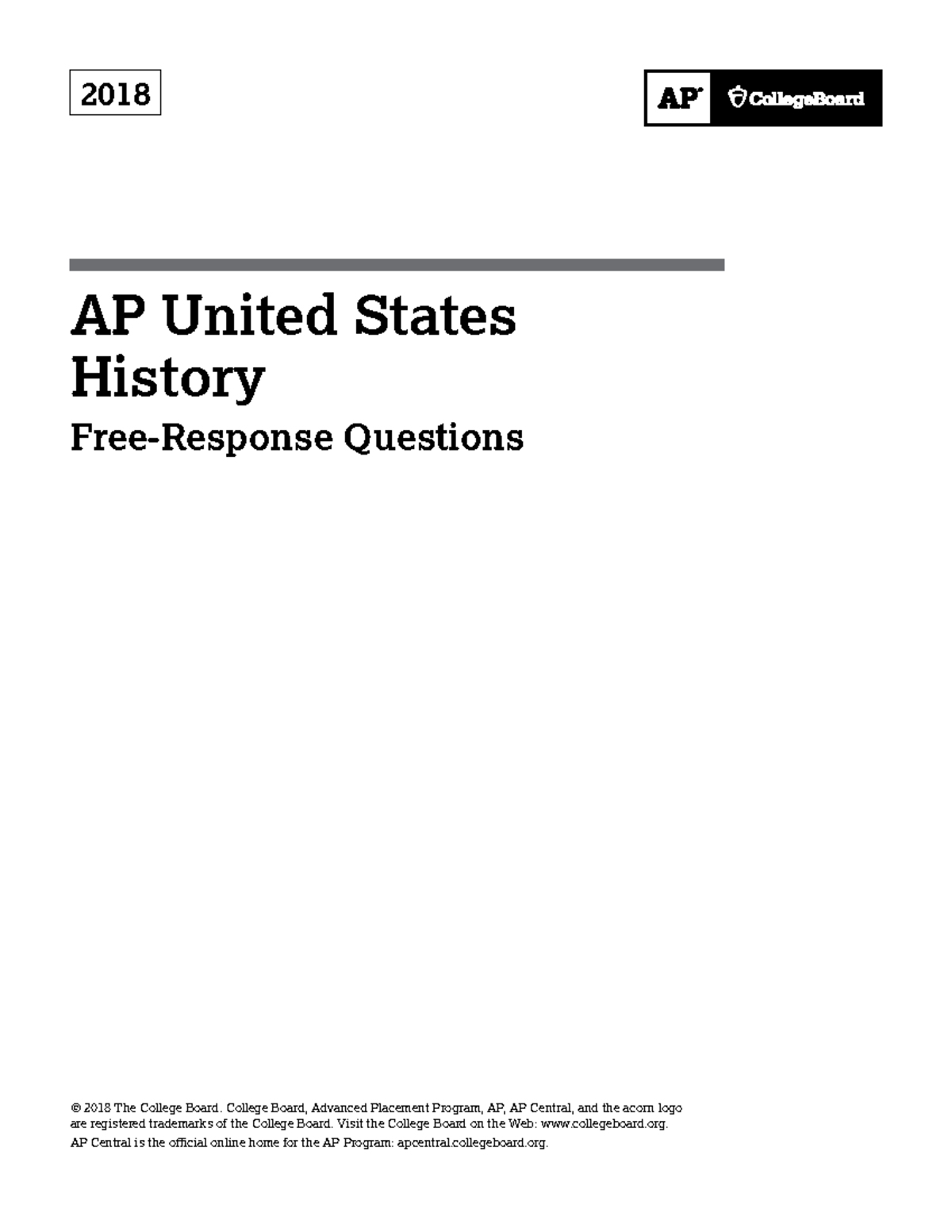 AP US History - Free-Response Questions - 2018-1 - 2018 AP United ...
