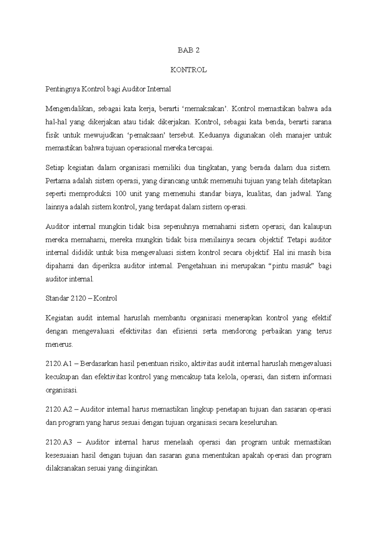 85494591 Bab 2 Kontrol Audit - BAB 2 KONTROL Pentingnya Kontrol bagi ...