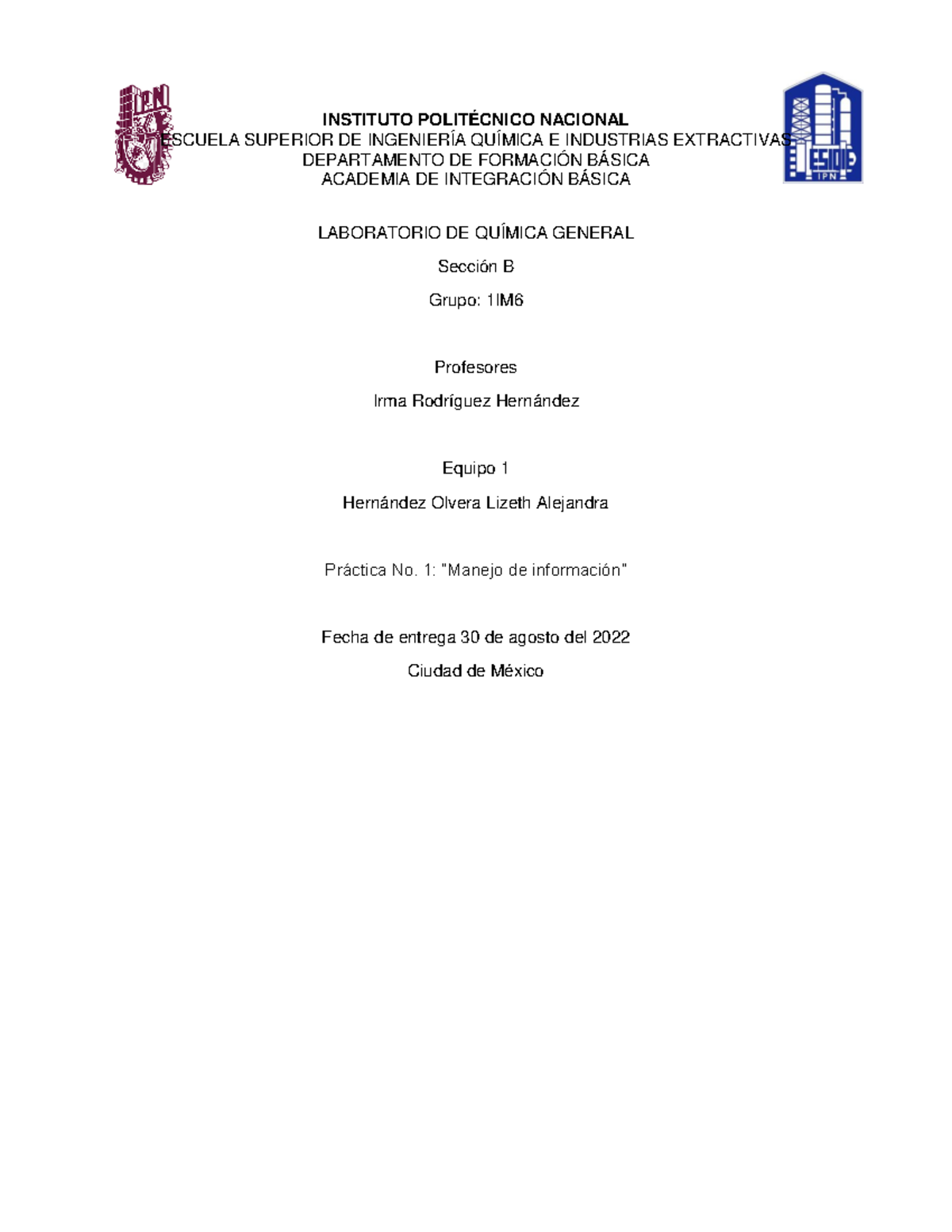 Prctica 1. Manejo información Hernandez Olvera Lizeth Alejandra Grupo ...