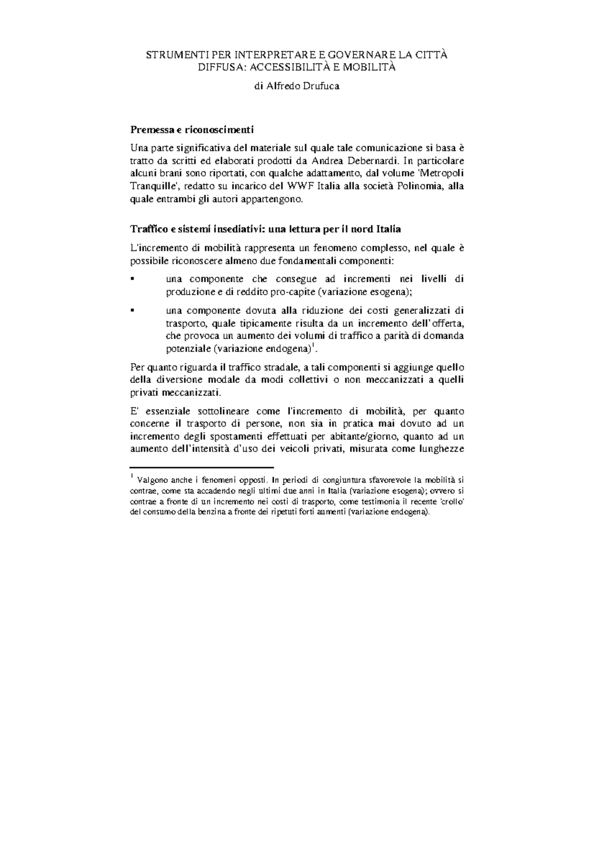 Strumenti per interpretare e governare la città diffusa - STRUMENTI PER ...