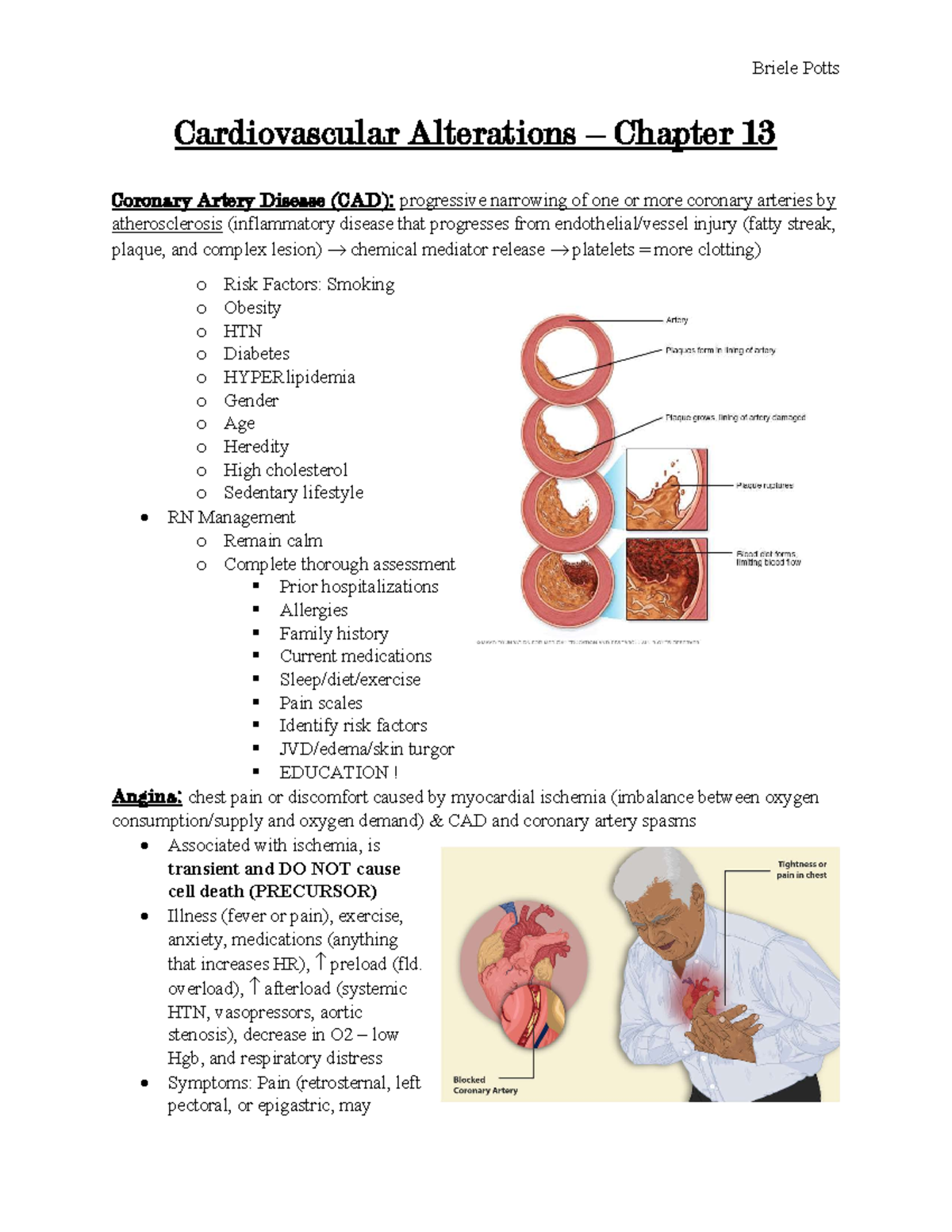 Cardiovascular Alterations SG - overload), afterload (systemic HTN ...