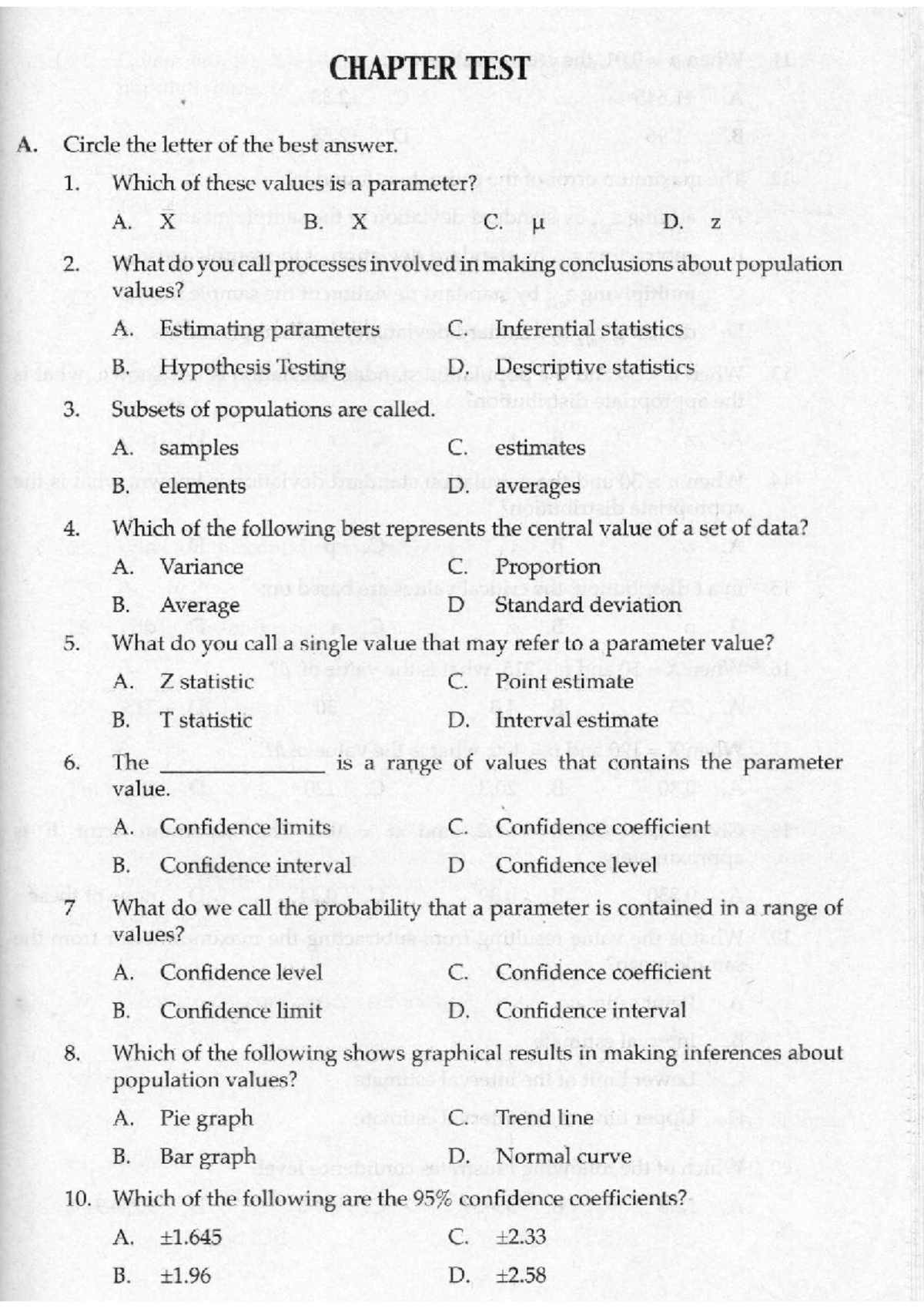 Estimation OF Parameters Chapter TEST - BS Civil Engineering - Studocu