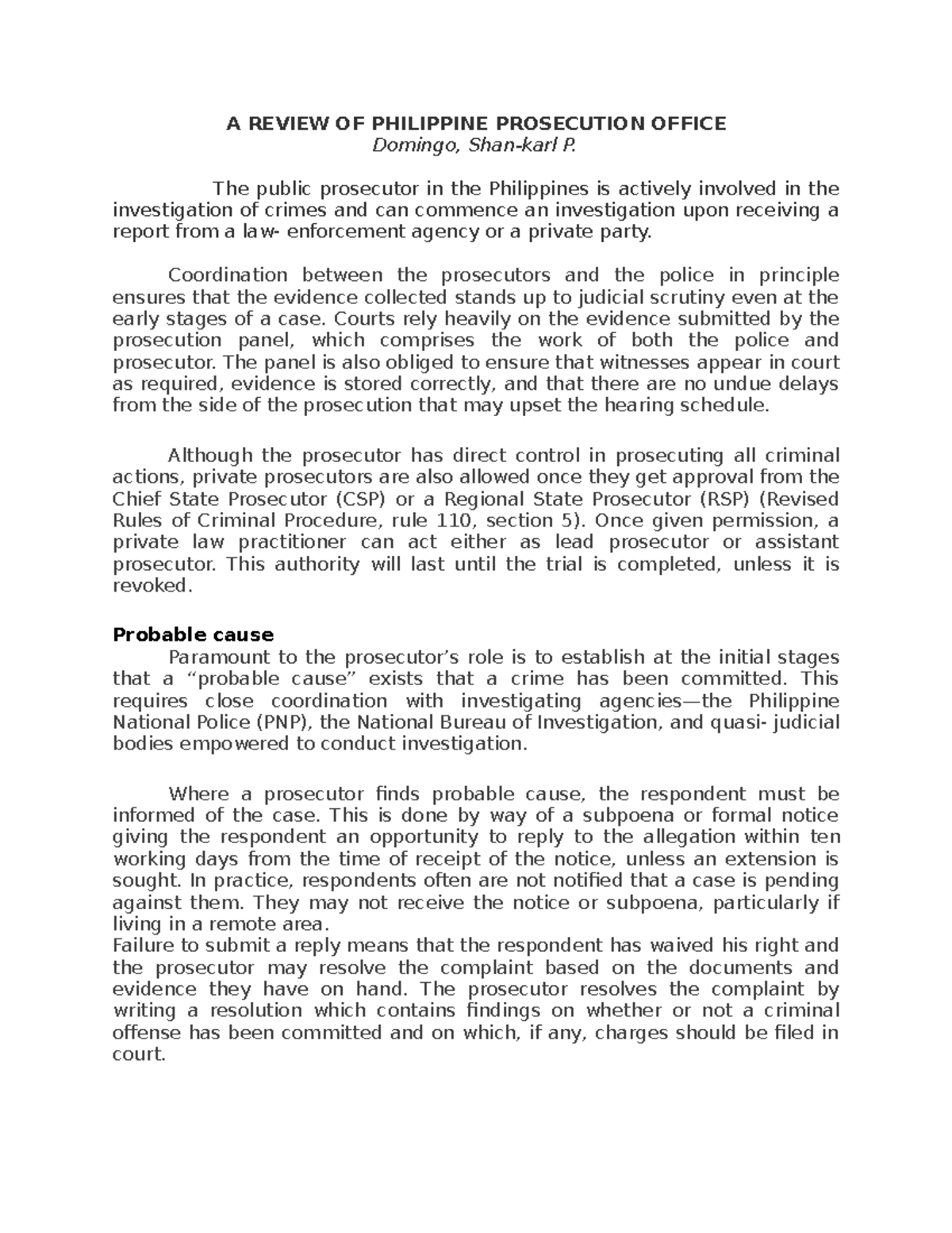 A Review OF Philippine Prosecution Office - A REVIEW OF PHILIPPINE ...