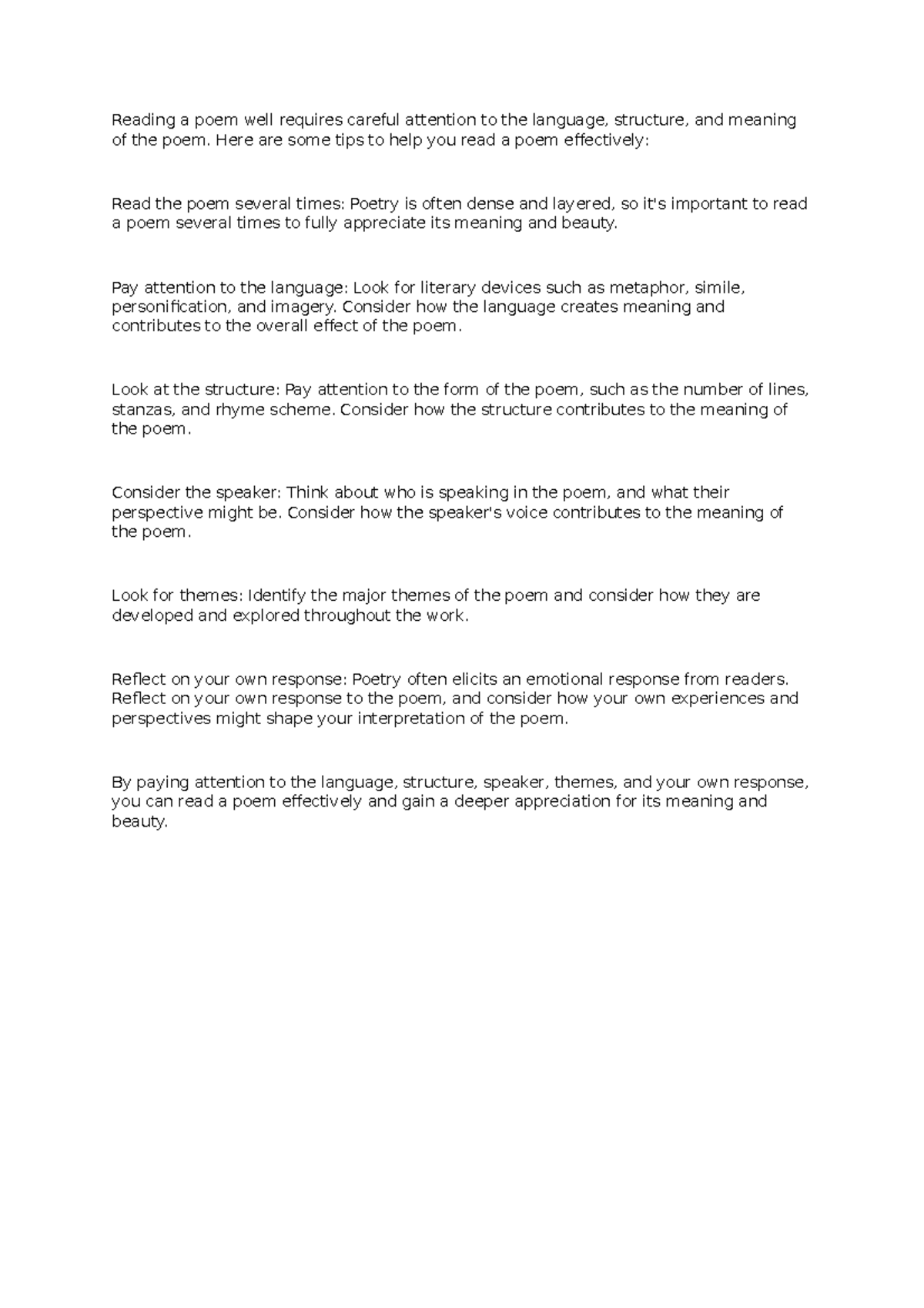 Poem - asd ascas - Reading a poem well requires careful attention to ...