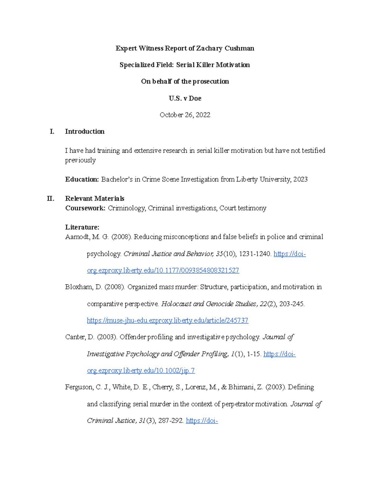 Expert Witness Report - Presley - Expert Witness Report of Zachary ...