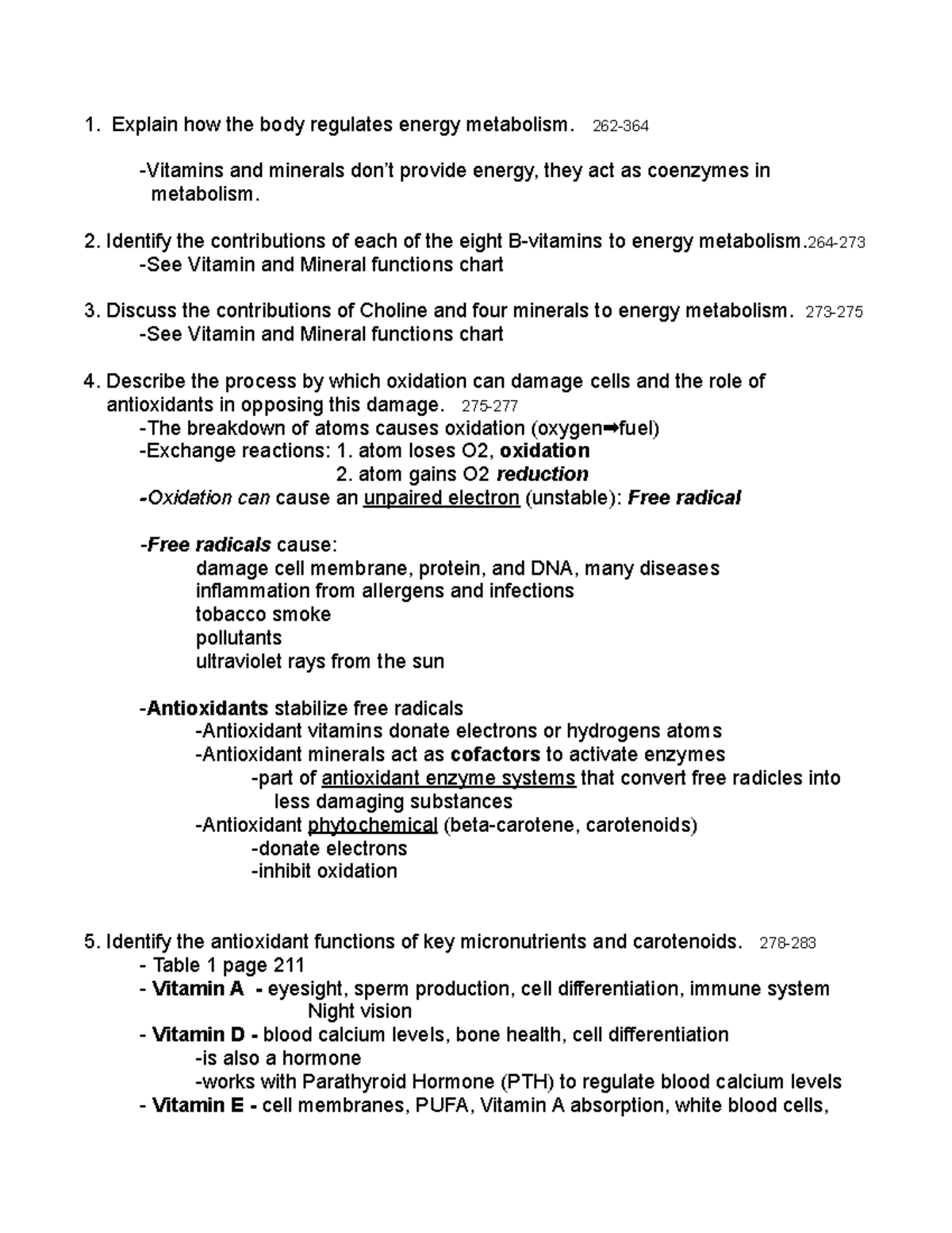 Outcomes Chapter 8 - Explain how the body regulates energy metabolism ...