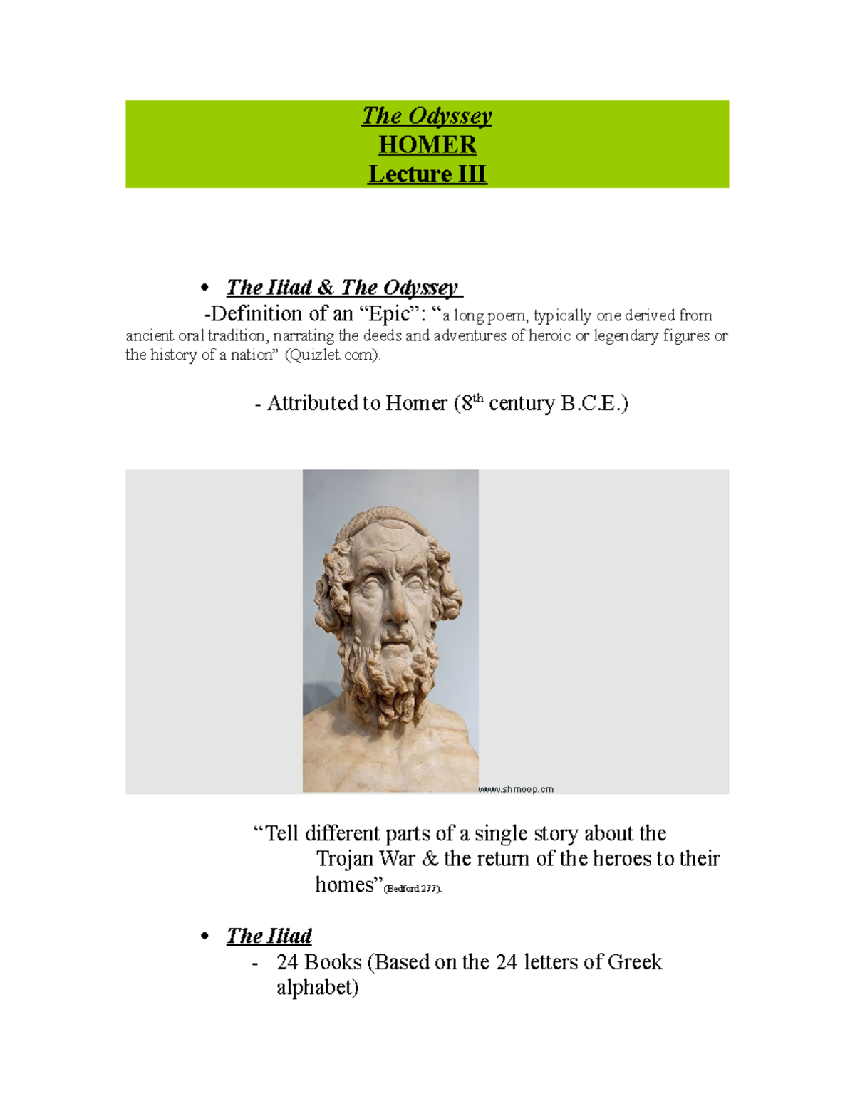 Lecture III, Homer, Book Irev.22 (3( - The Odyssey HOMER Lecture III ...