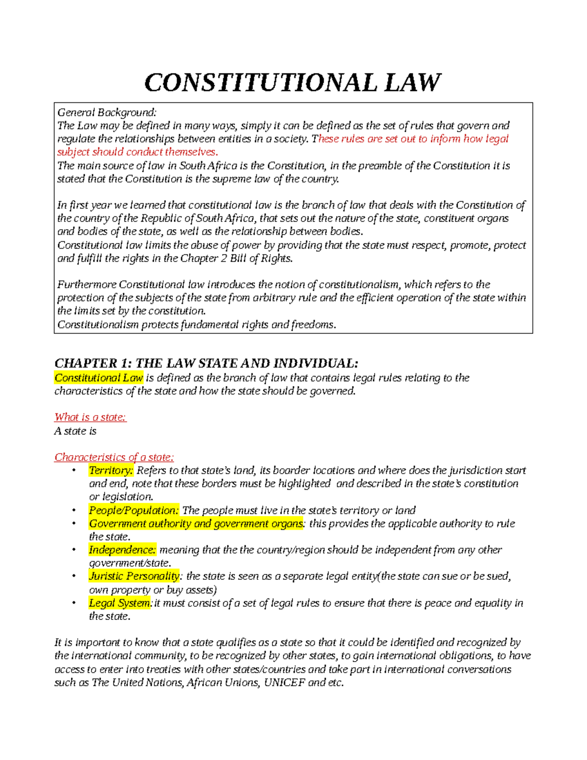 Constitutional Law Notes to help one do great with the course, and get ...