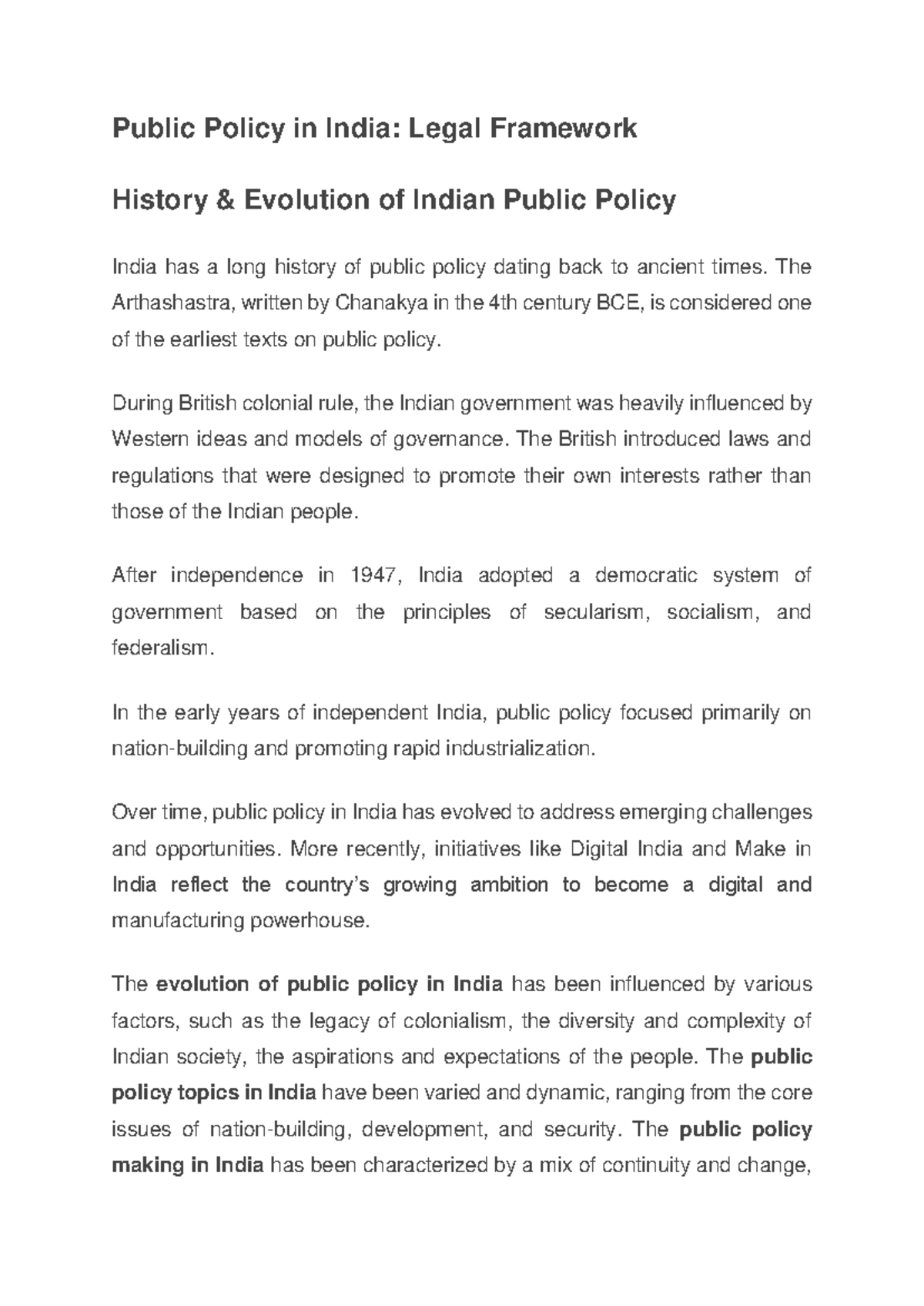 Public Policy in India - good - Public Policy in India: Legal Framework ...